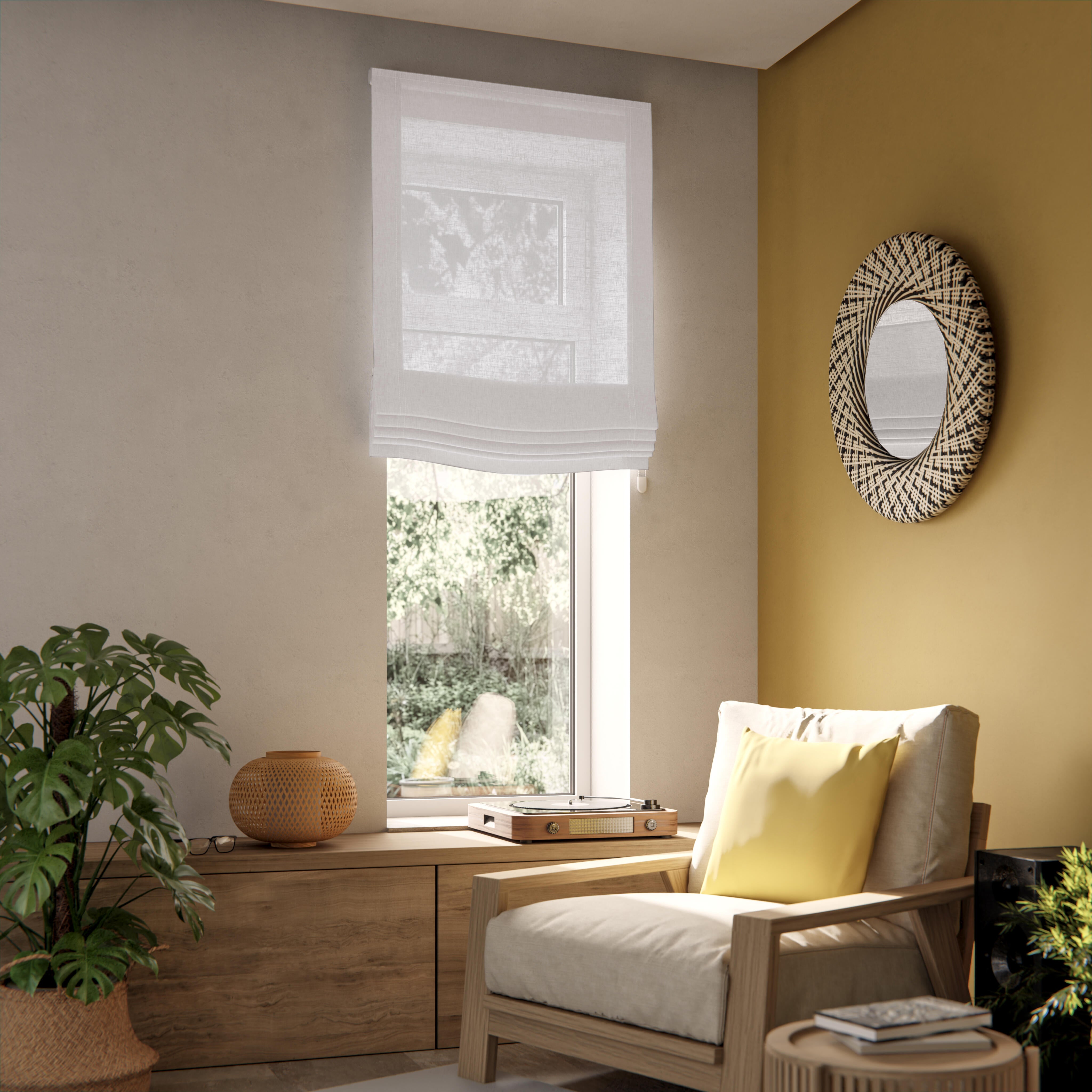 Estor plegable paqueto semi-trasparente con cadena Forum poliéster liso beige de 90x250 cm ...