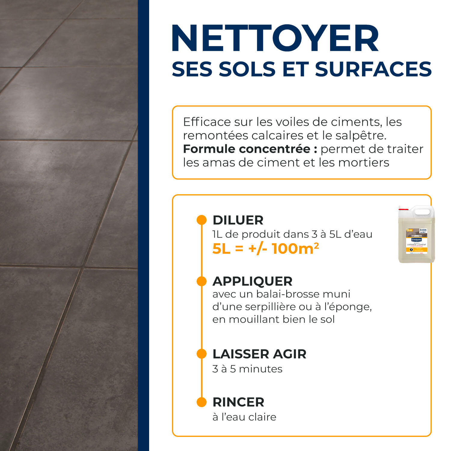 Nettoyant carrelage STARWAX Décapant laitance de ciment, 5L | Leroy Merlin
