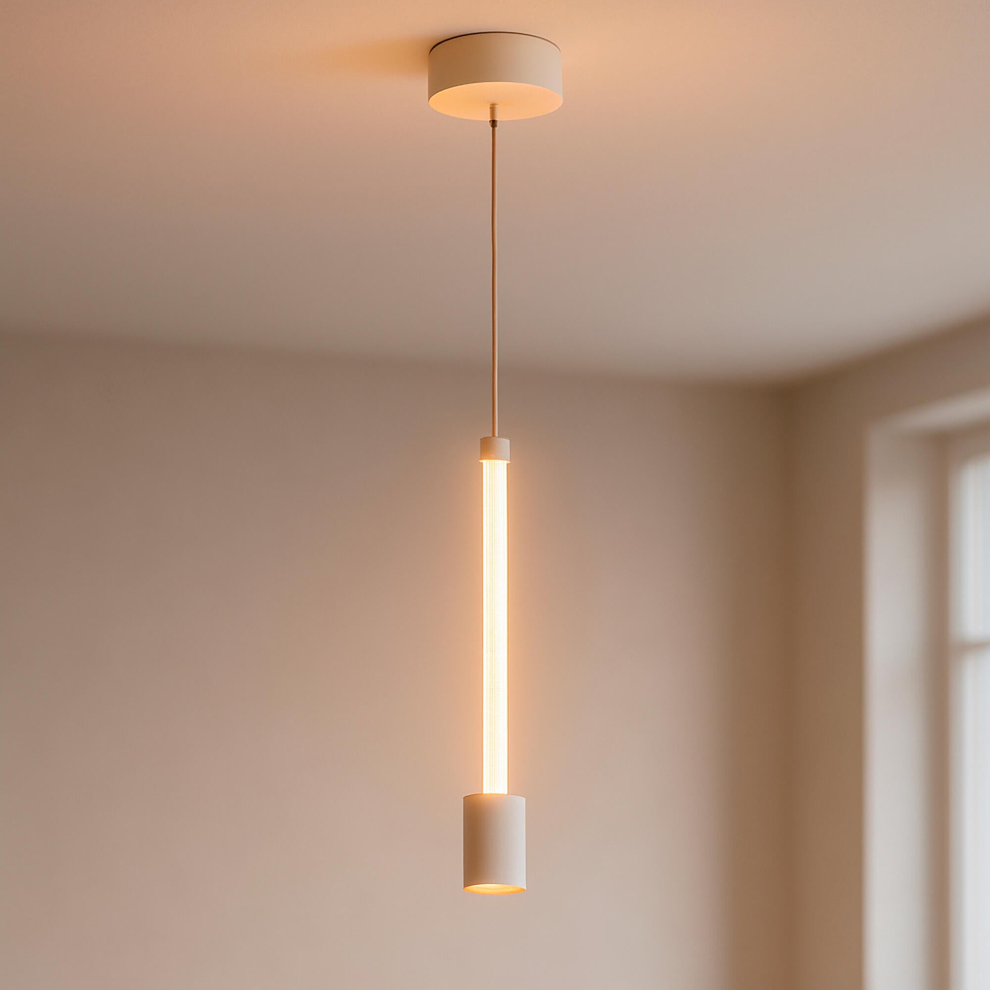 Lámpara de techo colgante acrílico blanco y rosa 1 luz LED Fugaz altura ...