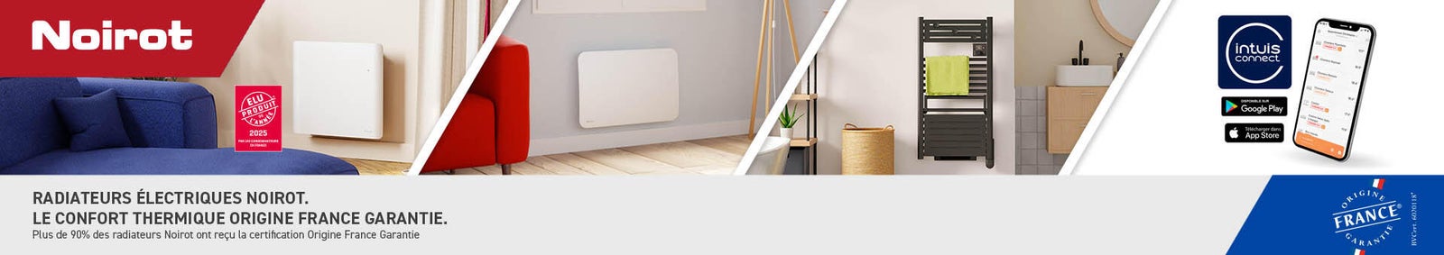 Radiateur électrique connecté double système de chauffe 1000W NOIROT ...