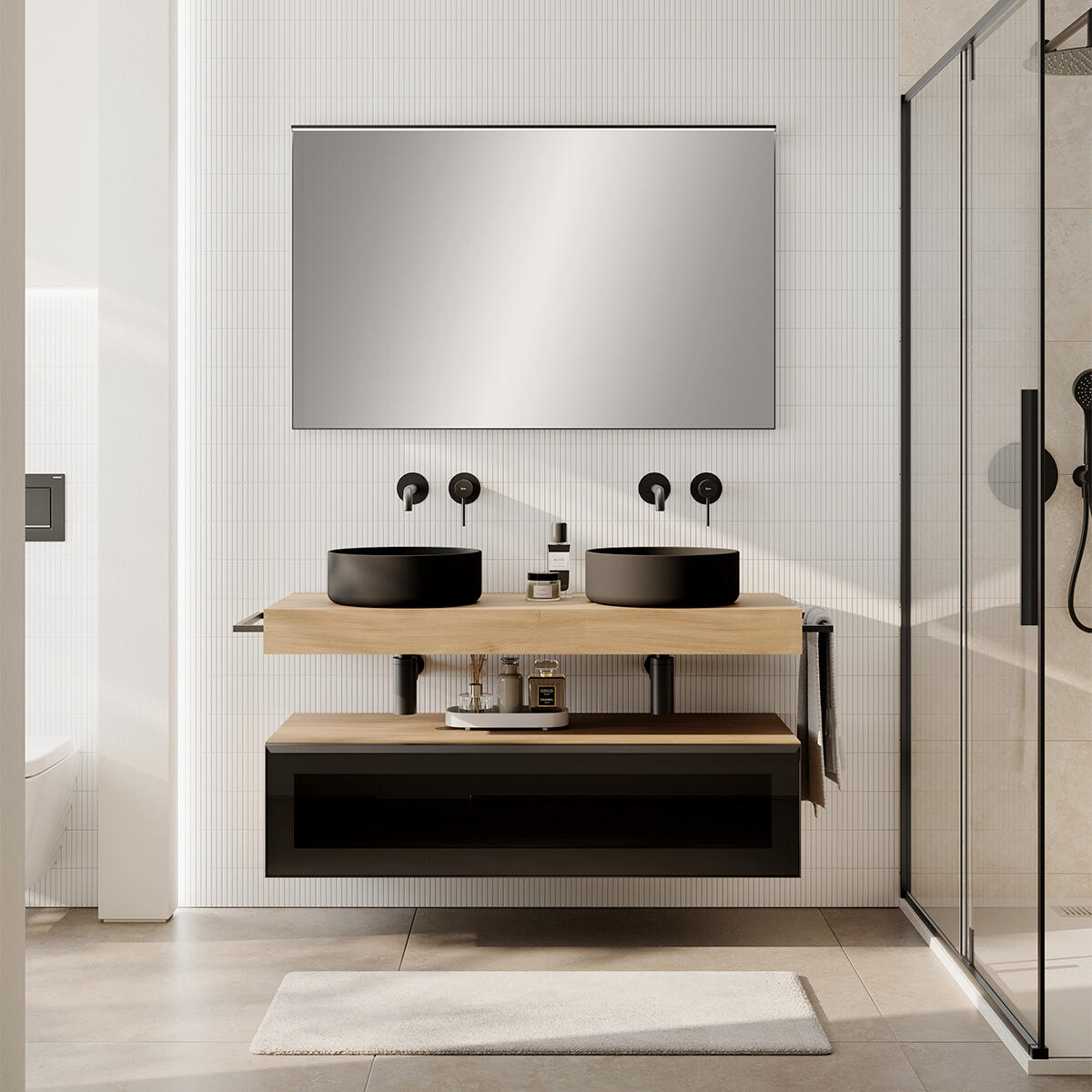 Mobile da bagno sospeso sotto lavabo L 120.3 x H 30 x P 46 cm grigio ...