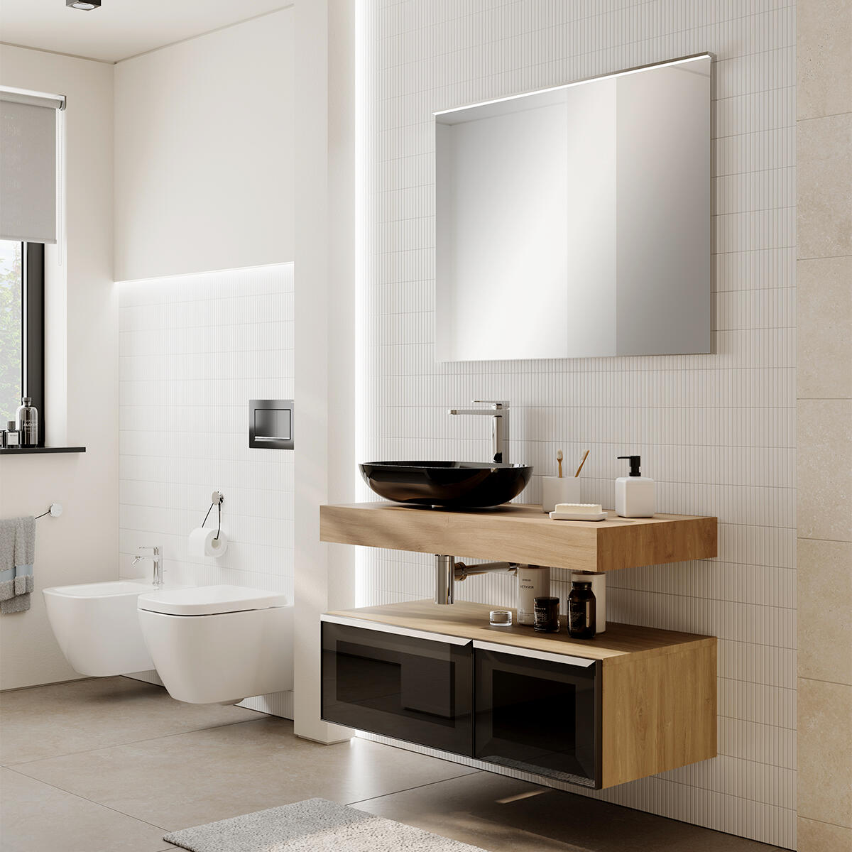 Mobile da bagno sospeso sotto lavabo L 100.3 x H 30 x P 46 cm grigio ...