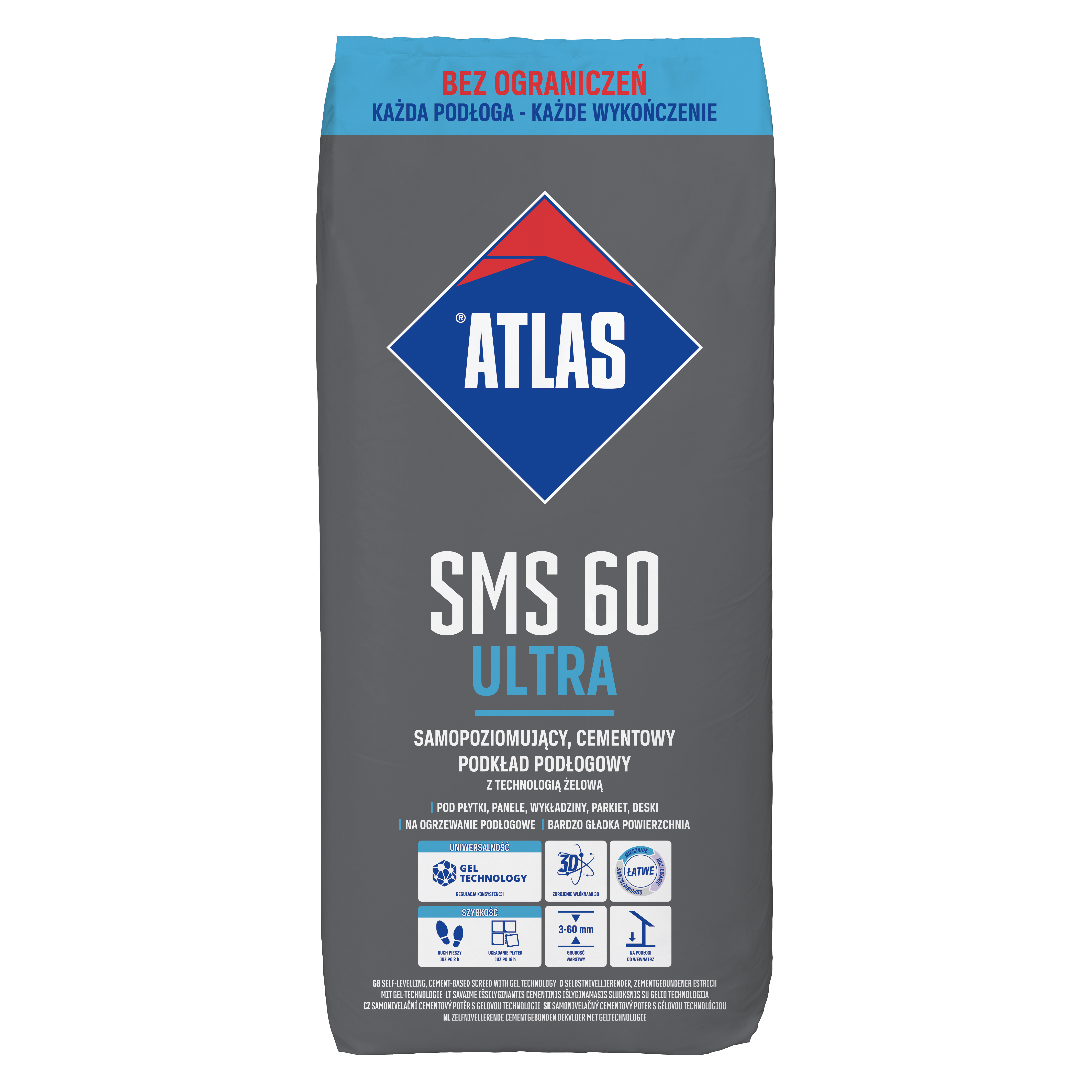 Podkład żelowy cementowy samopoziomujący SMS 60 ULTRA ATLAS 25 kg ...