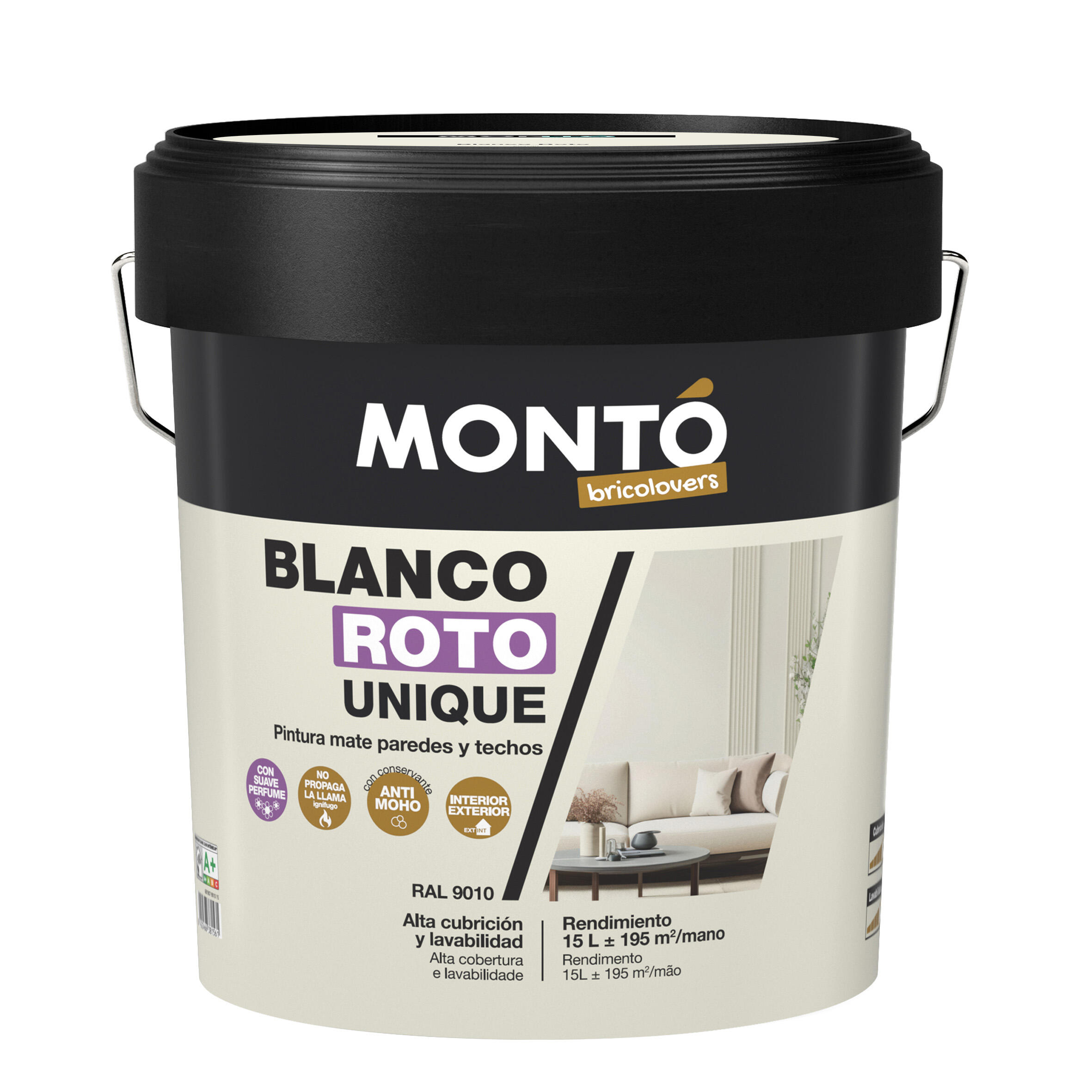 Pintura de interior Unique MONTÓ color blanco roto mate 15L para ...