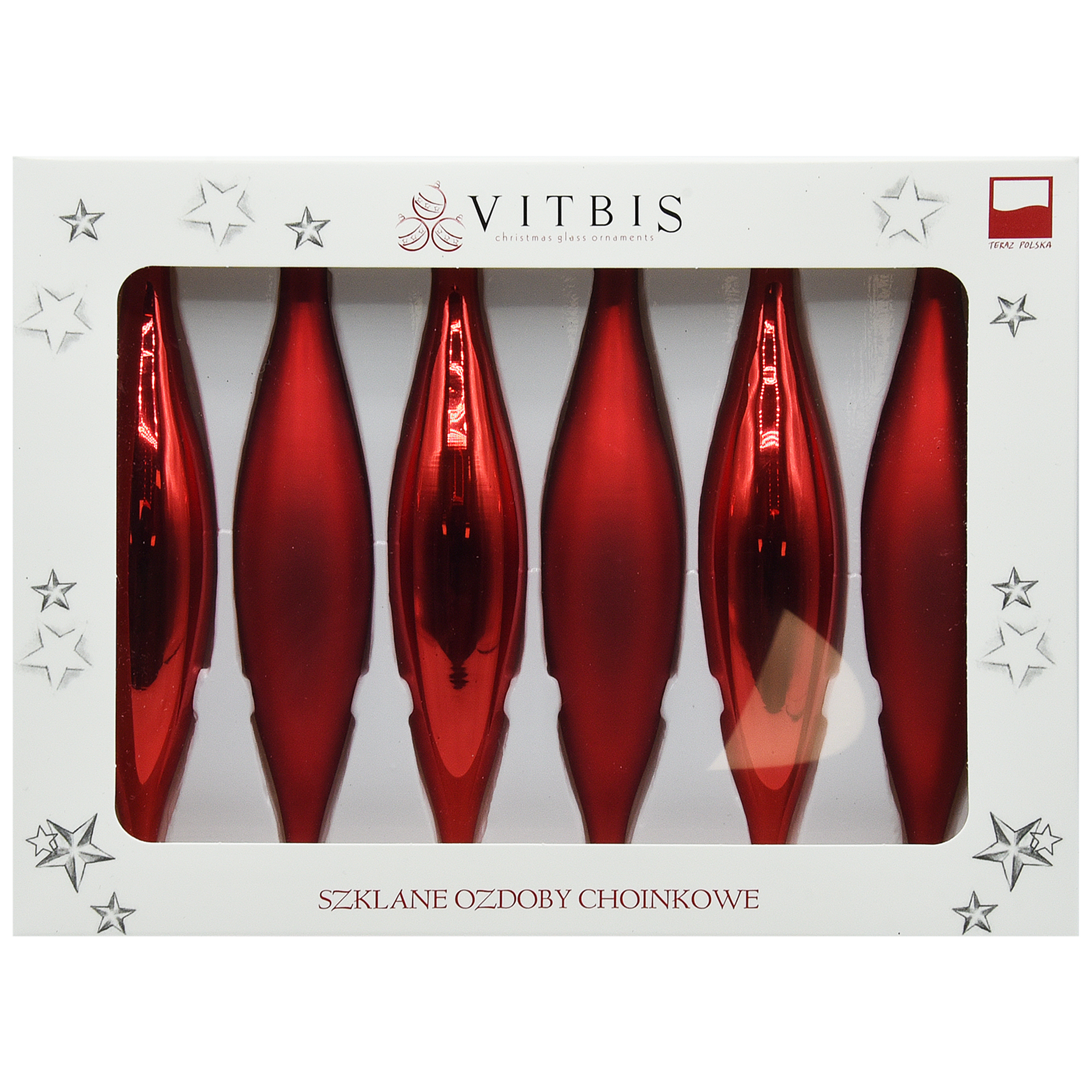 Bombki szklane sople 15cm 6szt. czerwone Vitbis - Leroy Merlin
