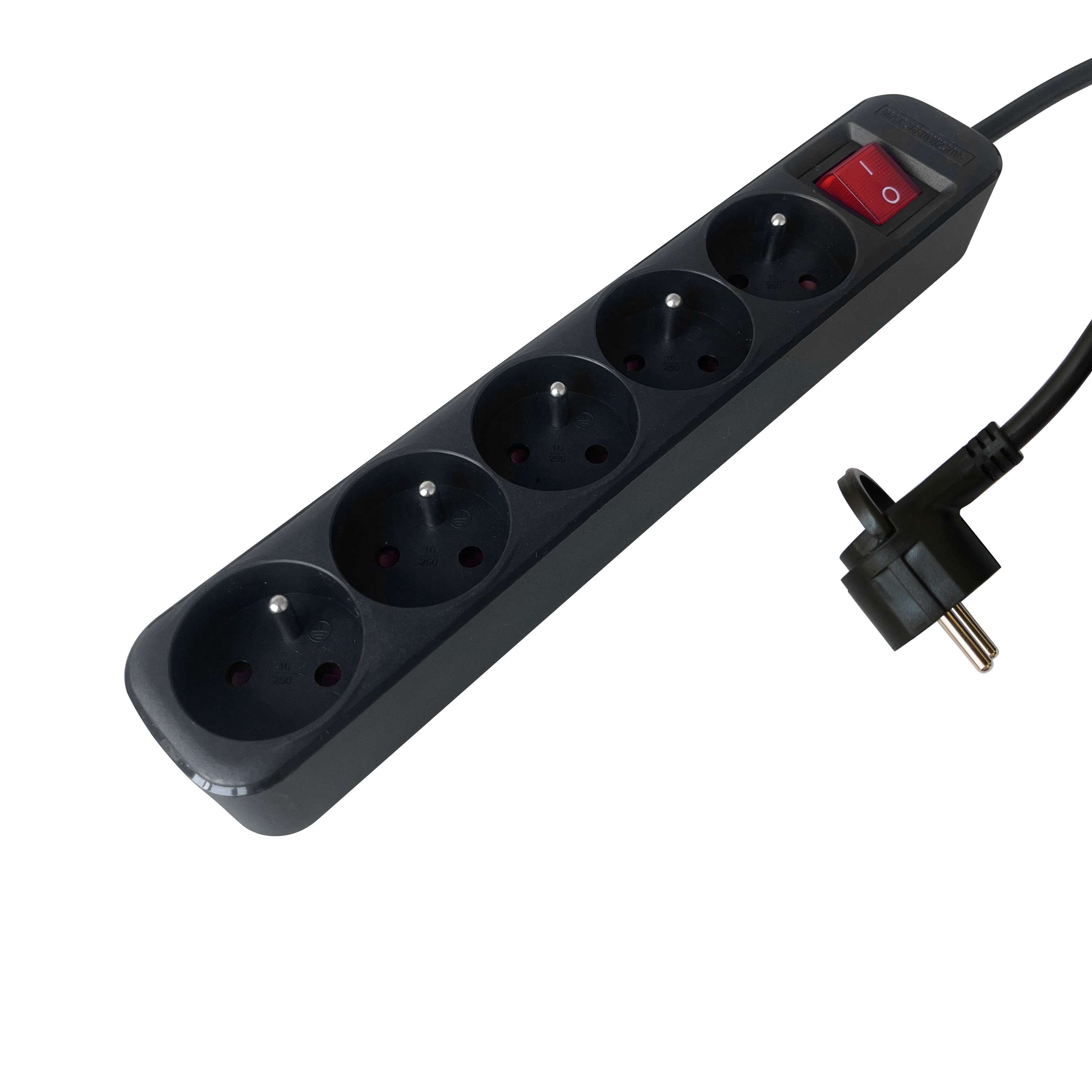Multiprise 5 prises avec interrupteur 1.5 m noir LEXMAN | Leroy Merlin
