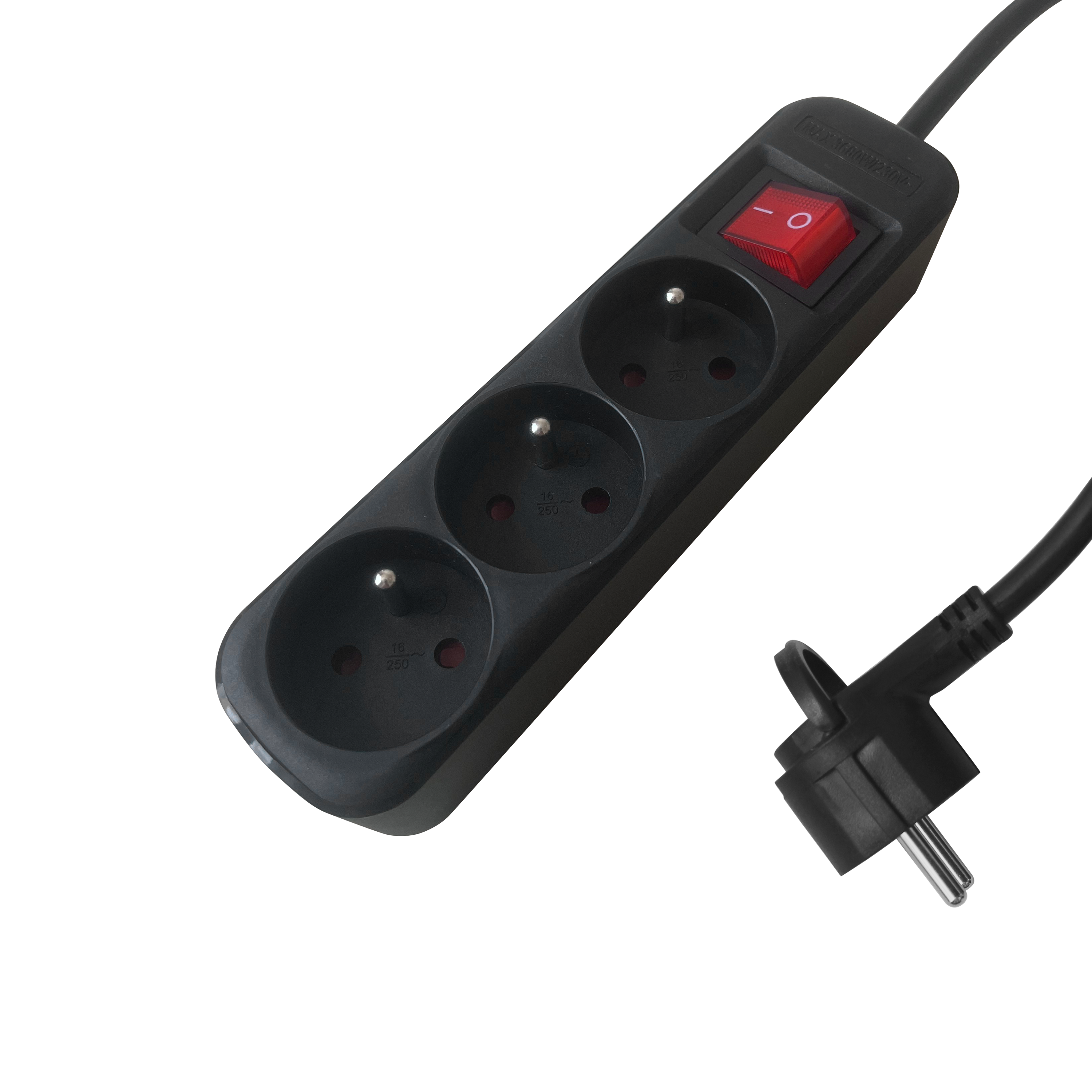 Multiprise 3 prises avec interrupteur 1.5 m noir LEXMAN | Leroy Merlin