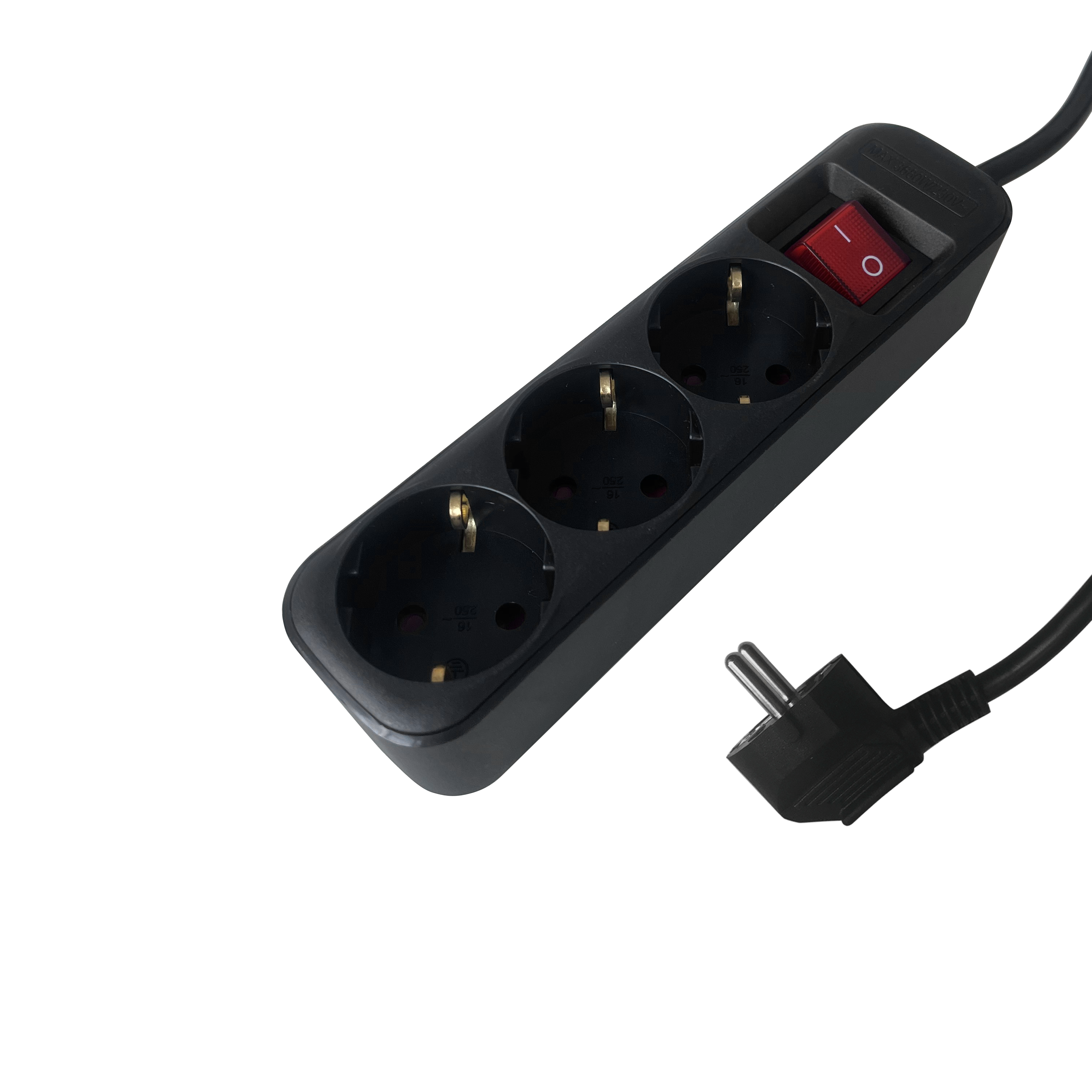 Base múltiple 3 tomas con interruptor LEXMAN 3 metros negro | Leroy Merlin