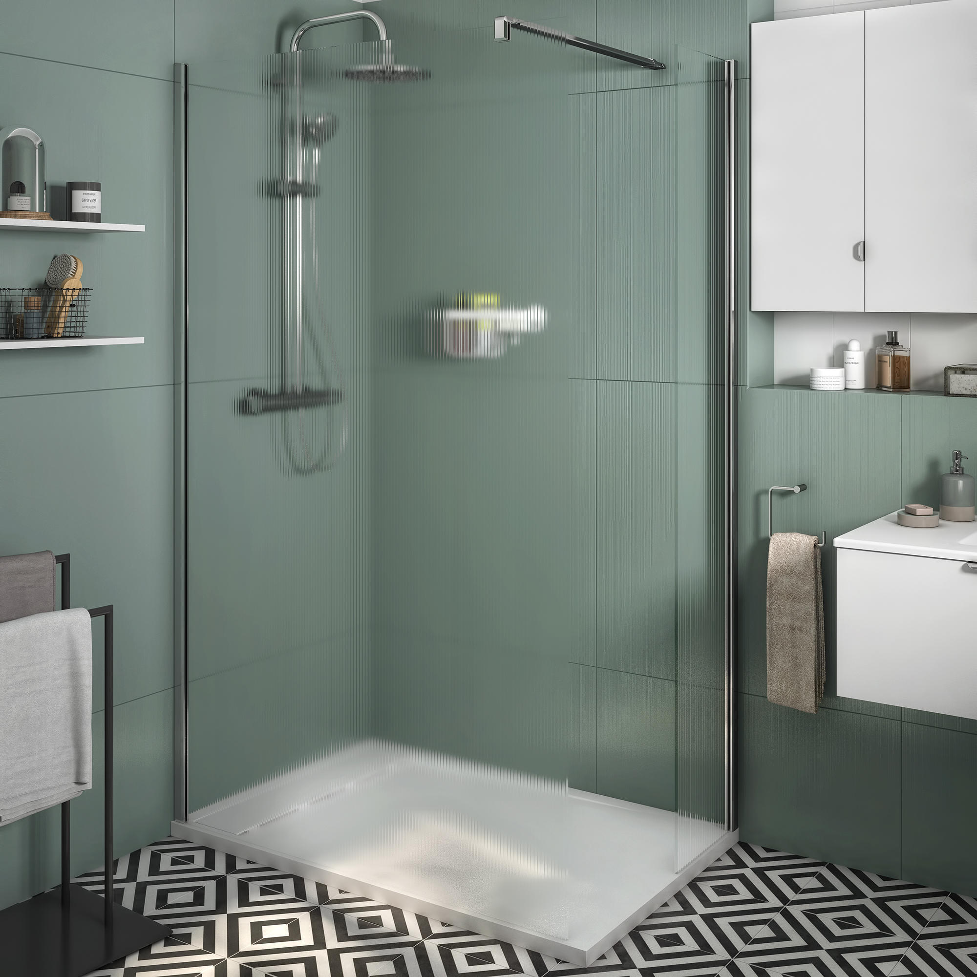 Mampara de ducha fija ranurado Neo perfil aluminio cromo (28.6-30)x200 ...