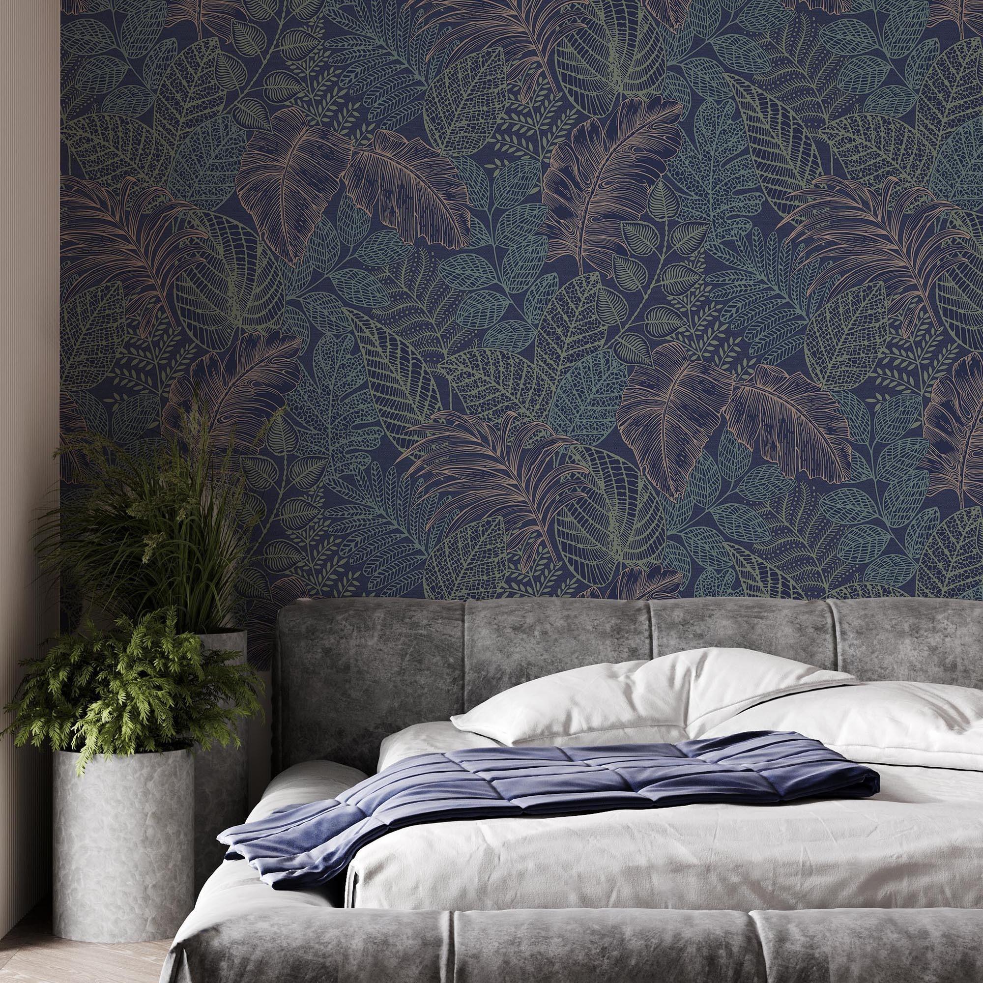 Papel pintado vinilo aplicación cola en pared Floral vegetal Muspelheim ...