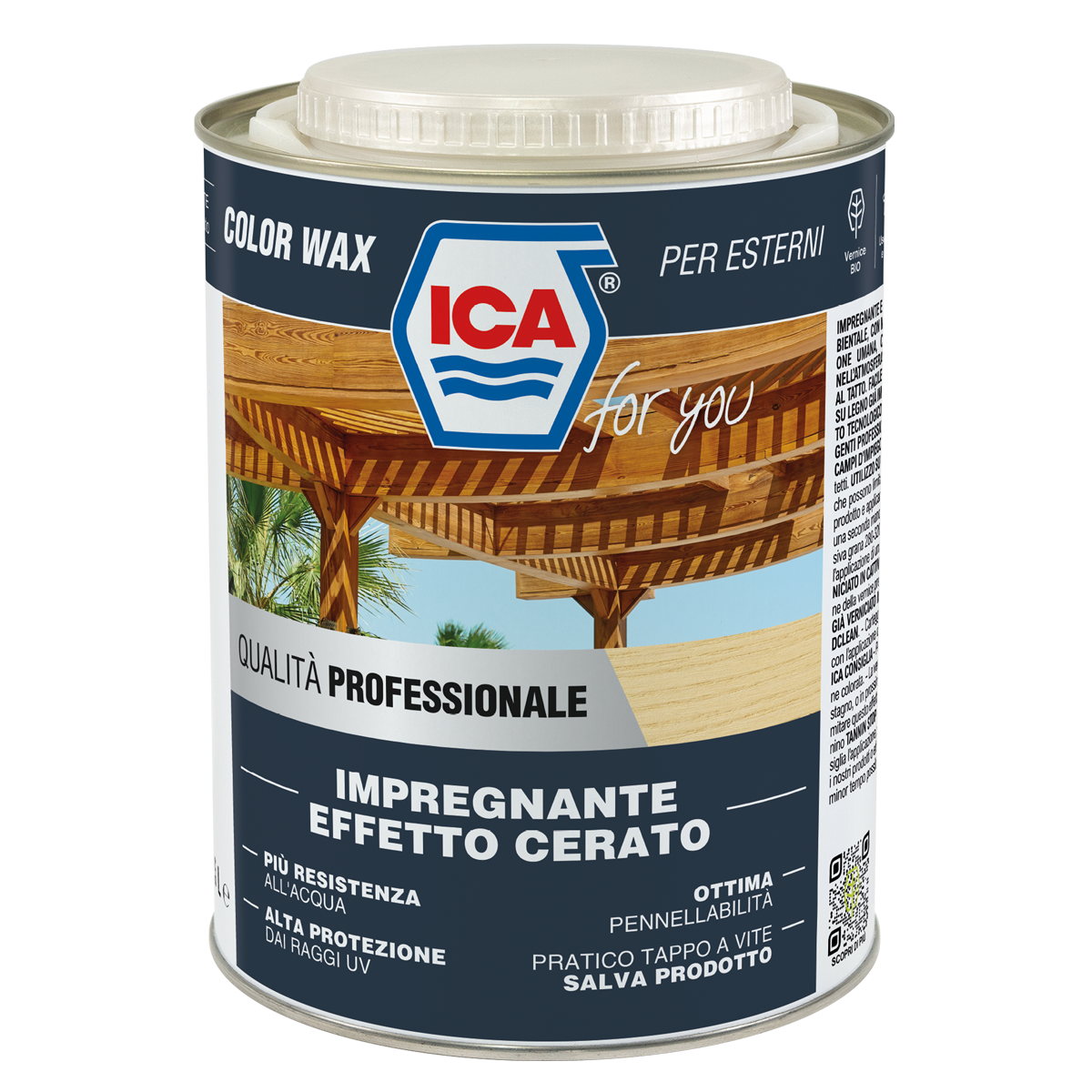 Impregnante per legno da esterno a base acqua ICA FOR YOU cerato noce opaco 2.5 lt, 10 anni di ...