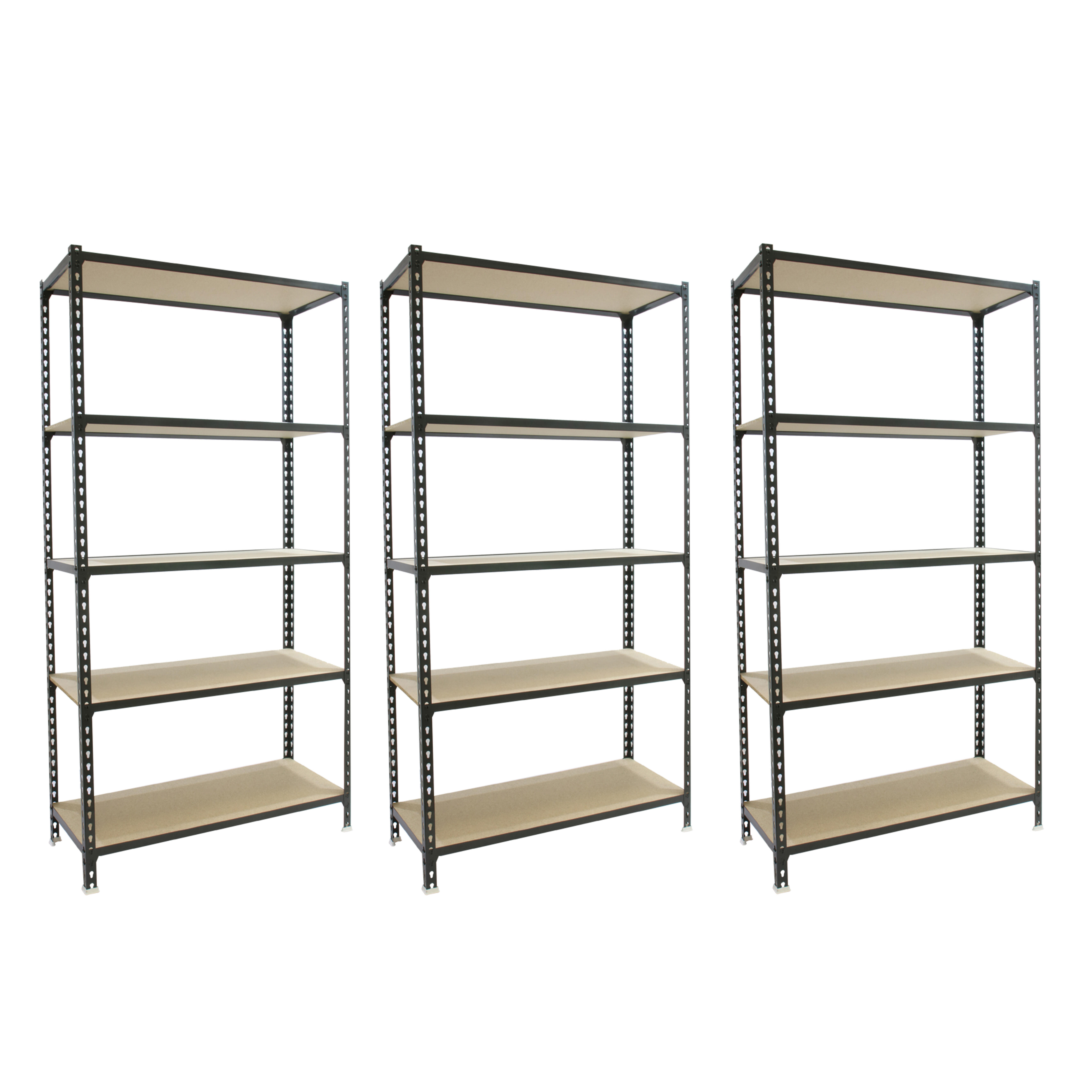 Pack de 3 estanterías de metal sin tornillos epoxi con 5 baldas SimonRack carga máxima 750 kg ...