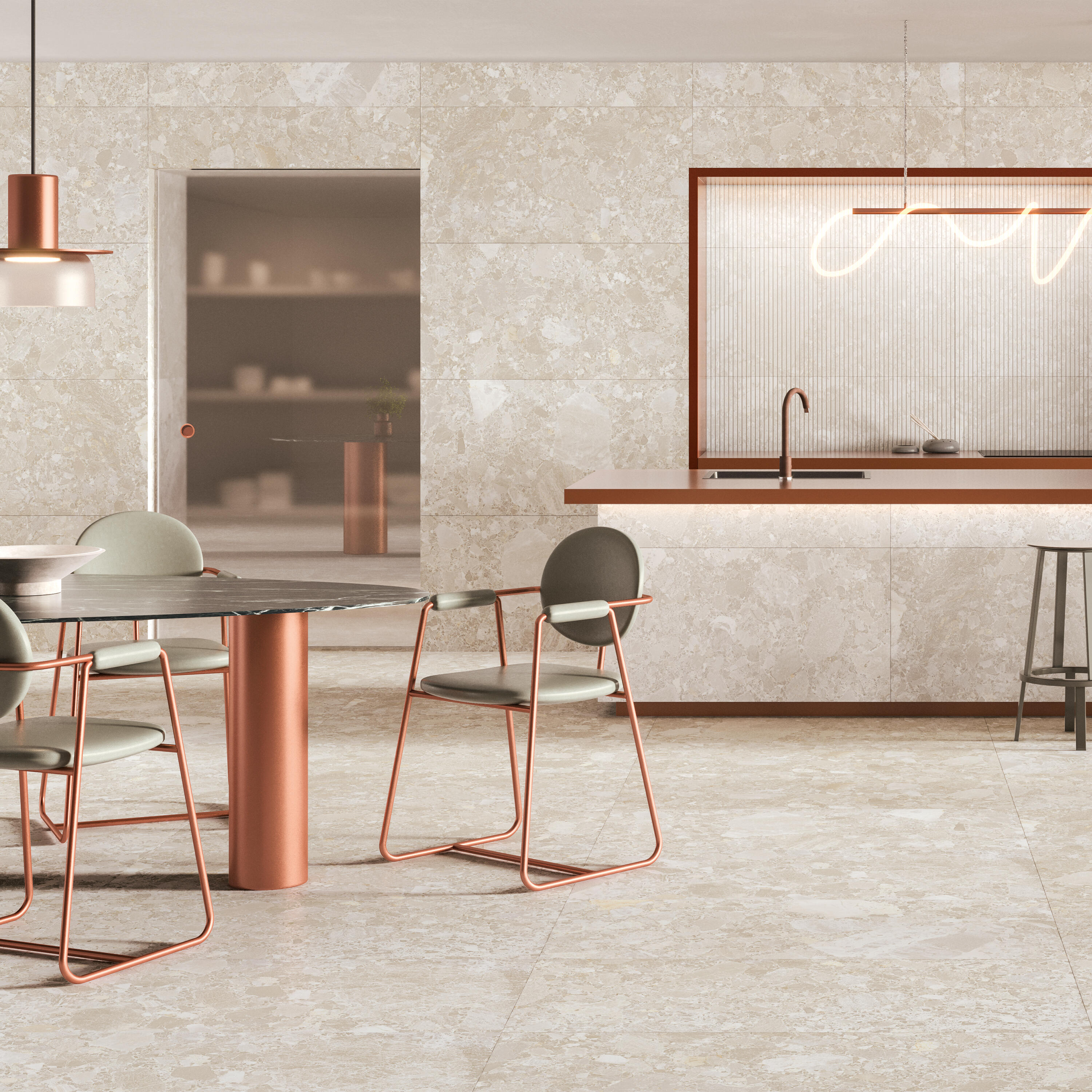 Suelo/Azulejo porcelánico Portobello efecto piedra crema 60x120 cm C1 ...