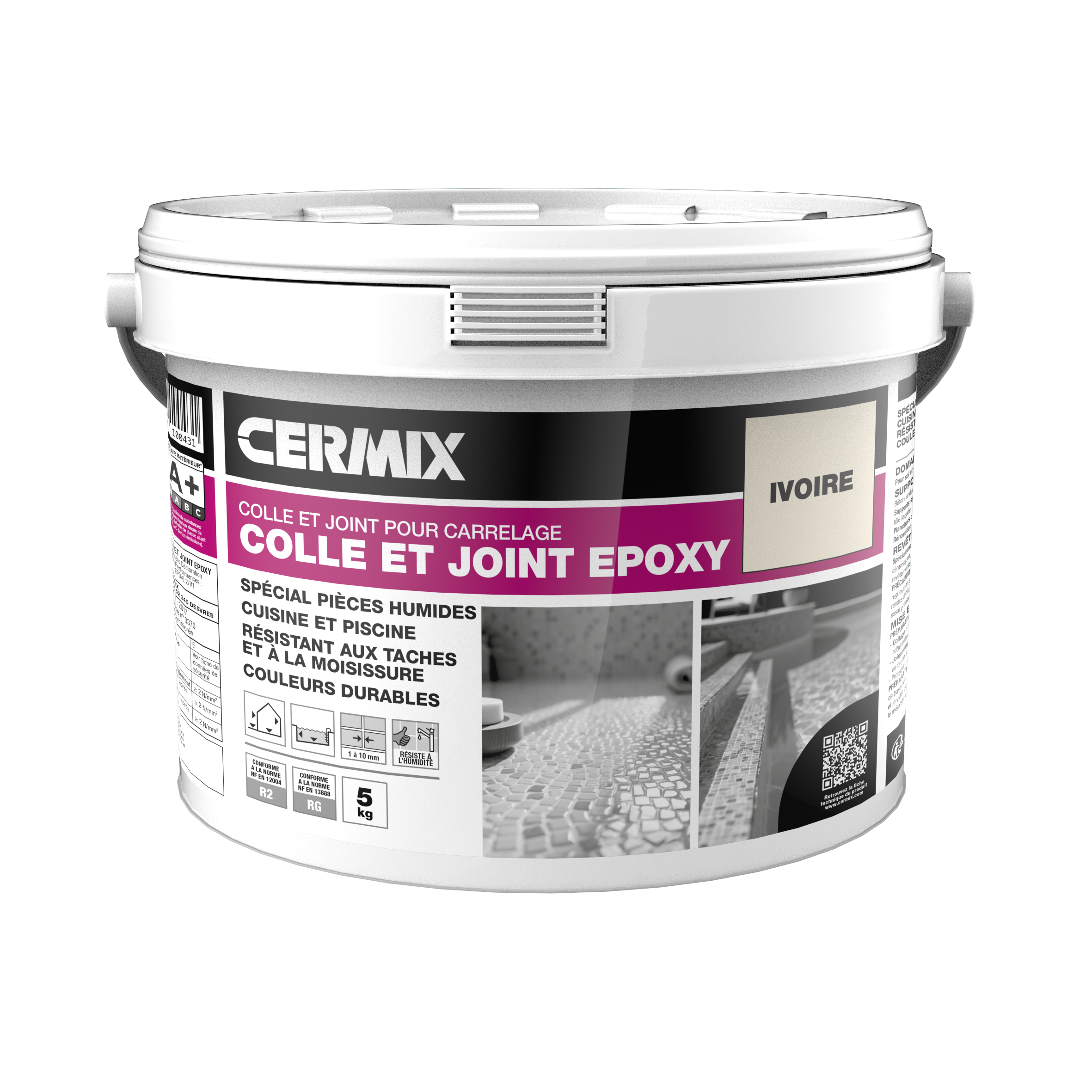 COLLE ET JOINT EPOXY SEAU 5KG GRIS CLAIR | Bricoman