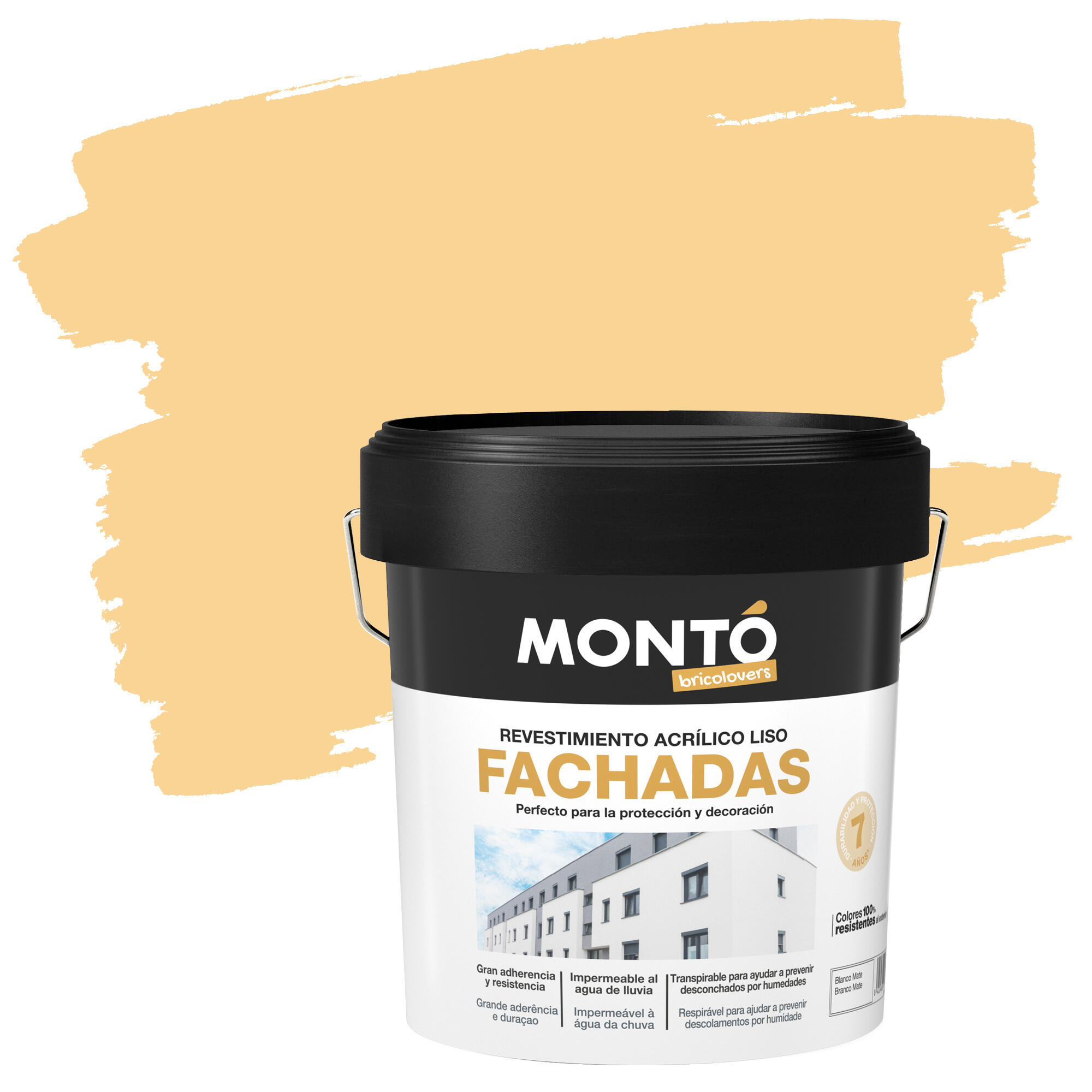 Pintura exterior color crema suave para cemento, fachada MONTÓ mate 12L ...