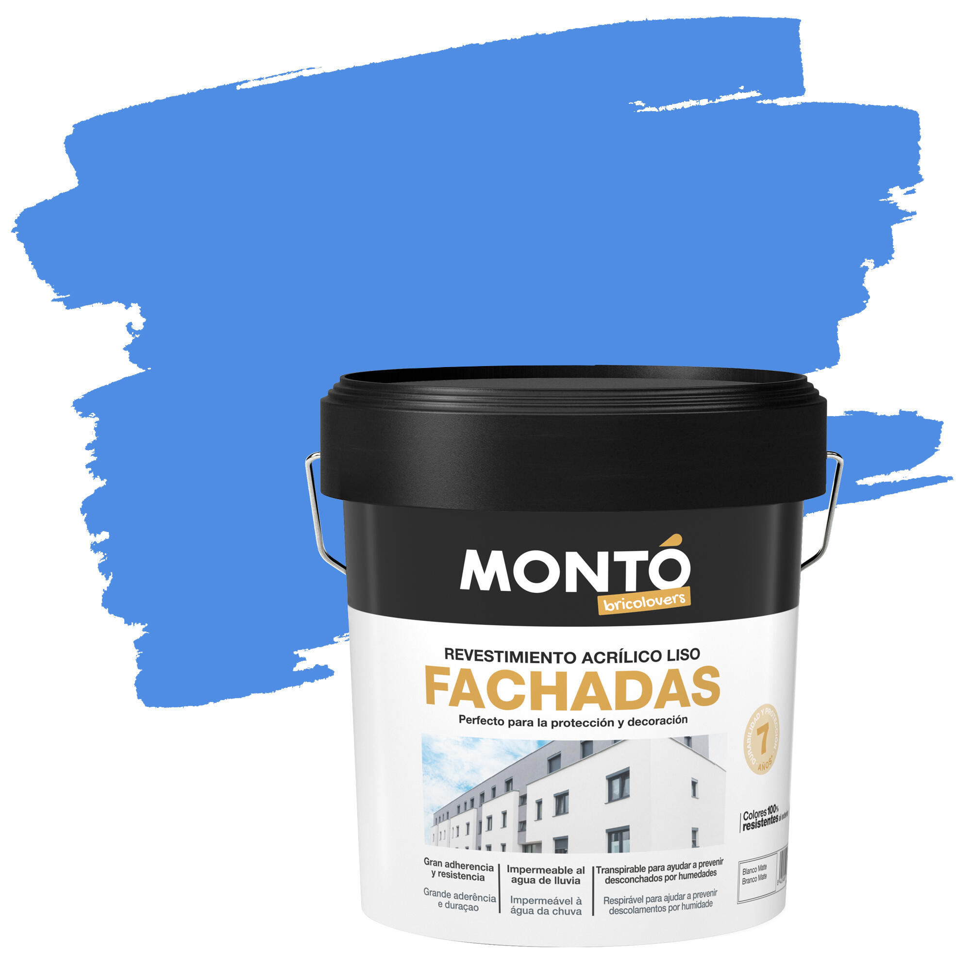 Pintura exterior color azul oceano para cemento, fachada MONTÓ mate 4L ...