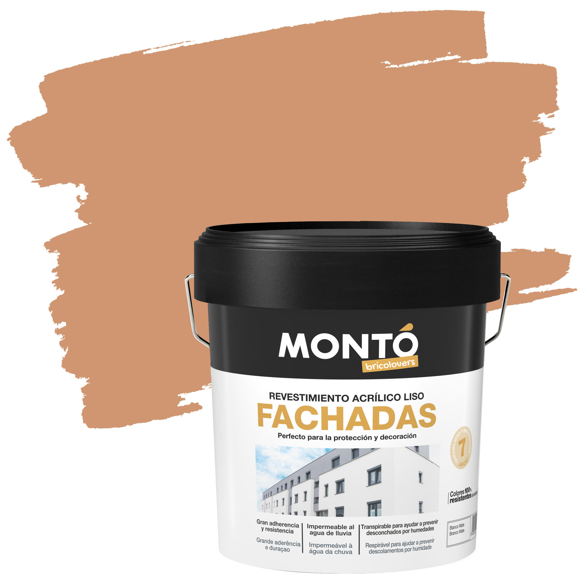 Pintura exterior color teja intenso para cemento, fachada MONTÓ mate 4L ...