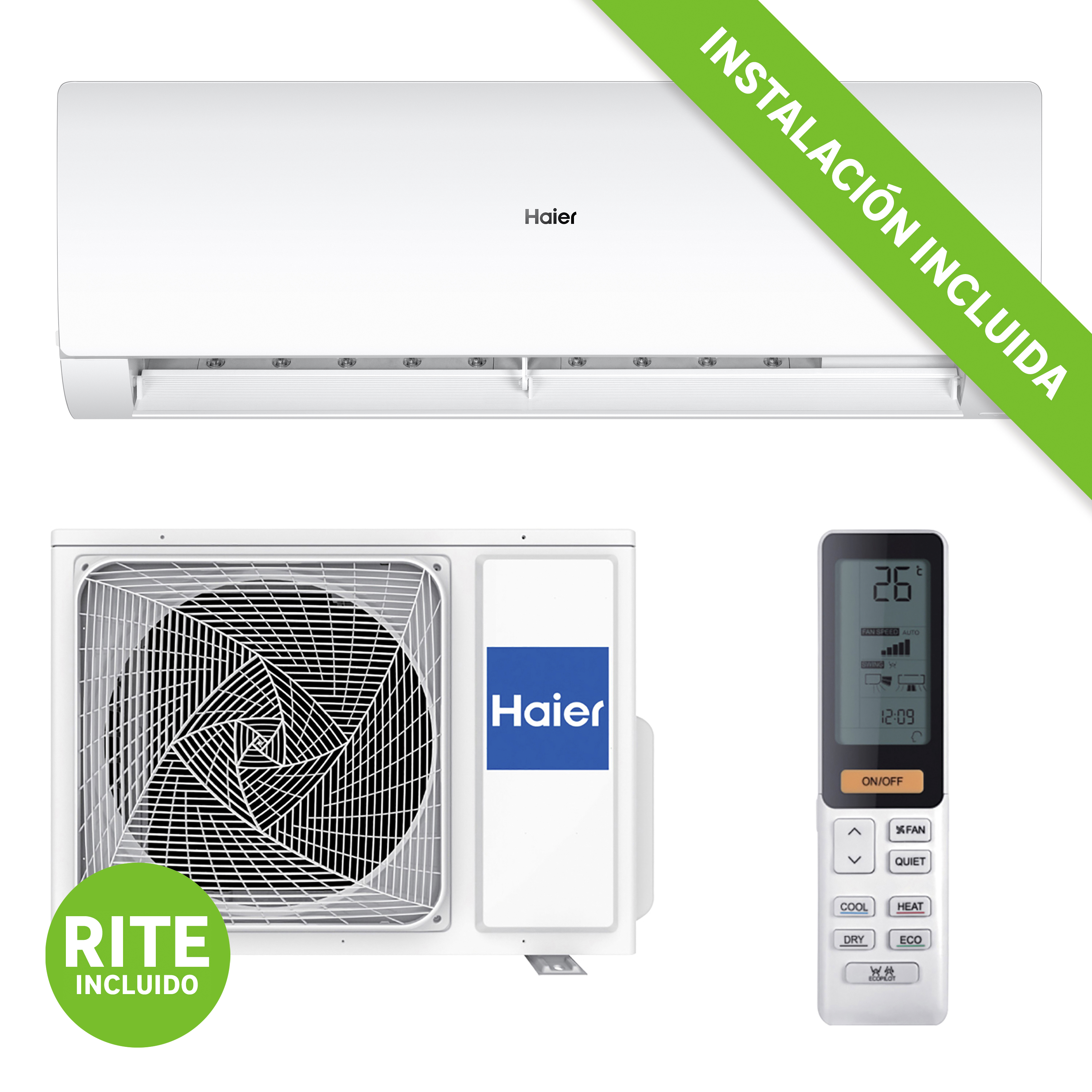 Aire acondicionado split 1x1 HAIER Flexis 50 Wifi 4300 fg Instalación incluida | Leroy Merlin