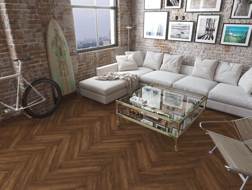 Carrelage sol Effet bois pose en chevron | Bricoman