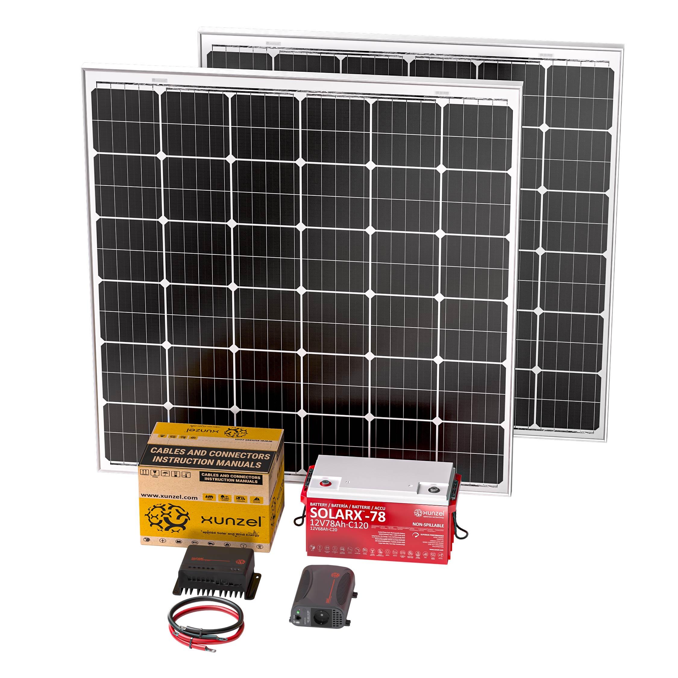 Kit solar aislada Xunzel 2 paneles 180W + inversor | Leroy Merlin