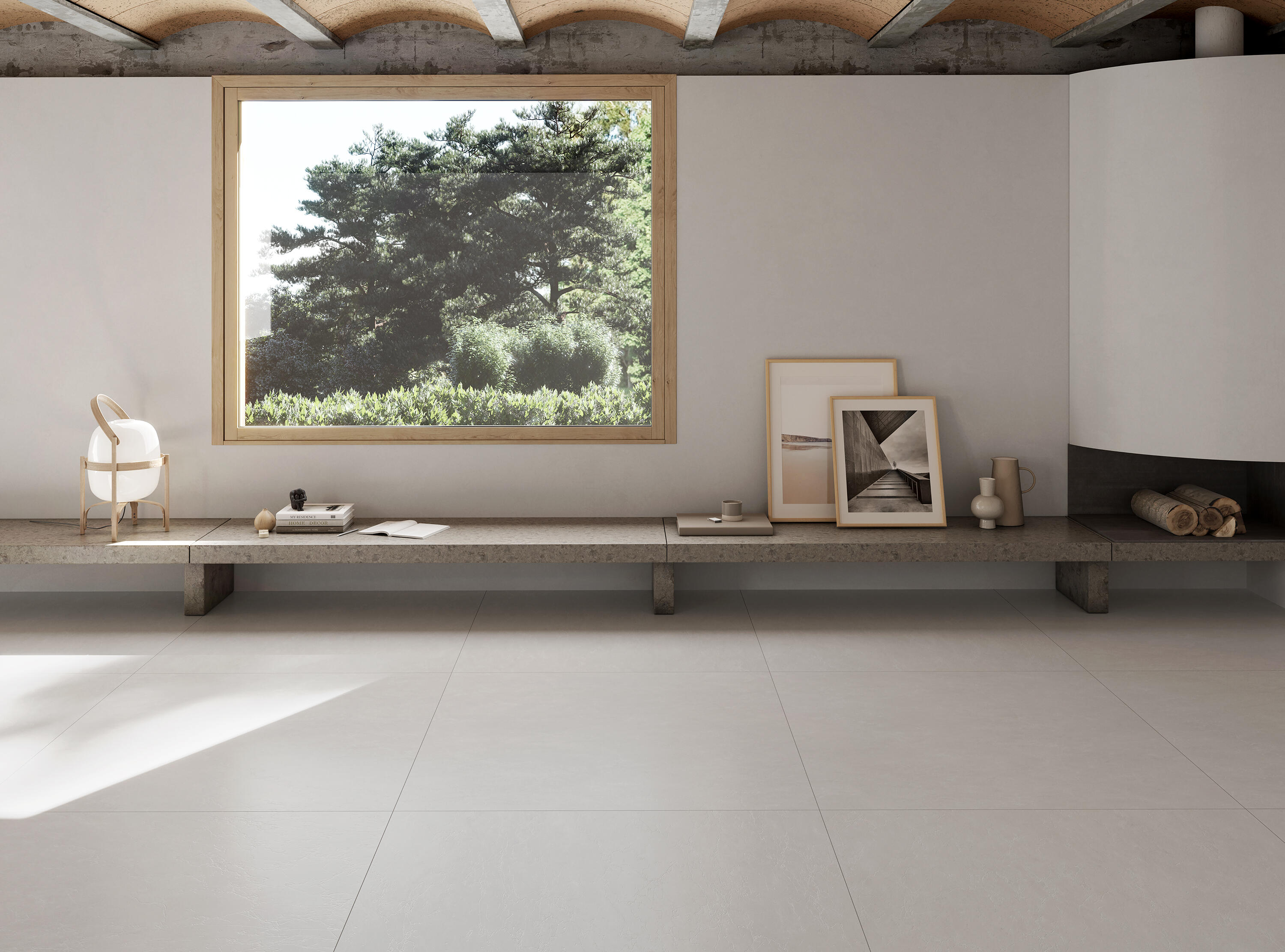 Suelo piscina porcelánico Hauteville efecto piedra white 120x120 cm ...
