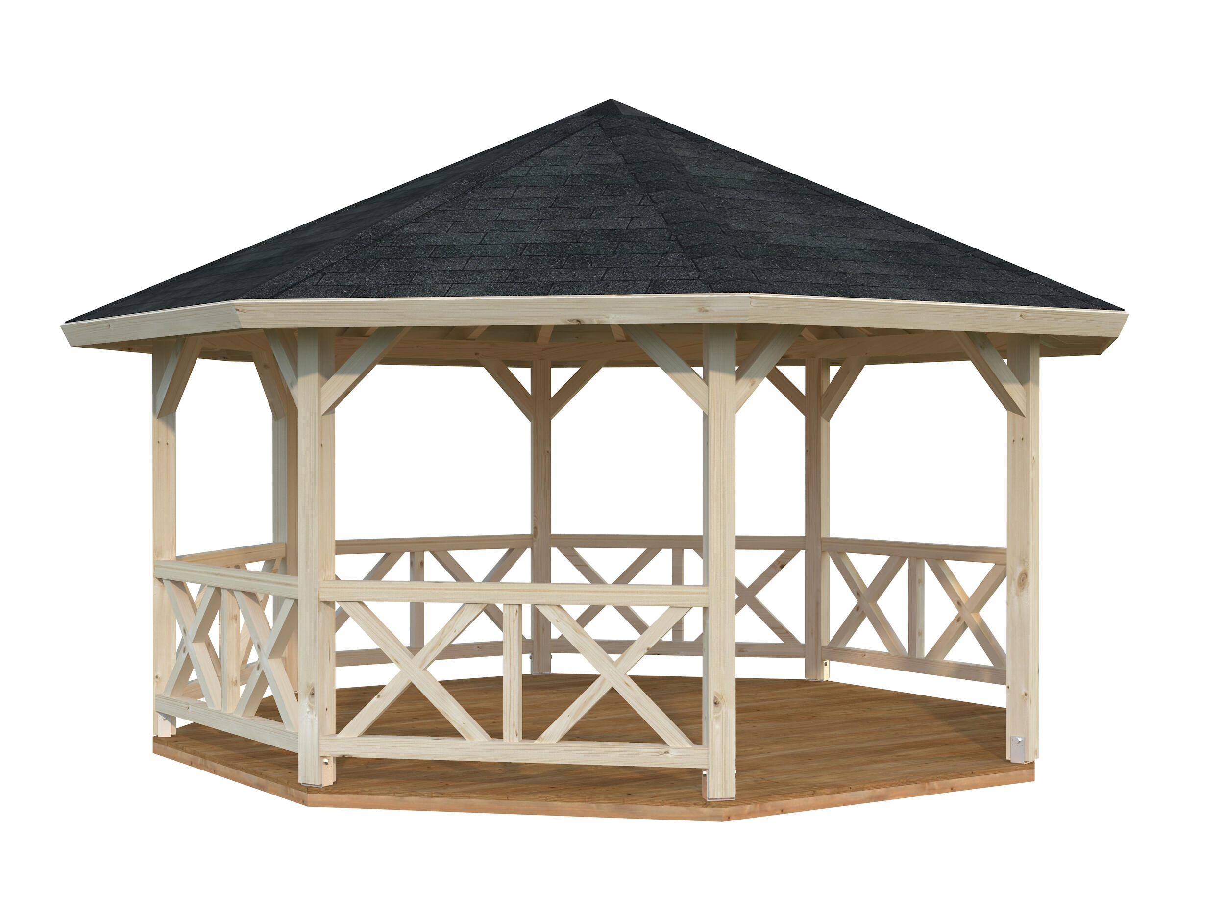 Kiosko de jardin de madera Pabellón BETTY de 551x346x551 cm y 30.36 m2 ...