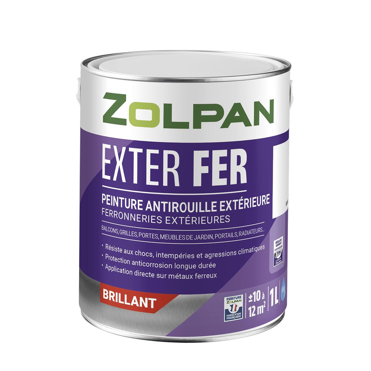 Peinture extérieure fer ZOLPAN blanc brillant 1l | Leroy Merlin