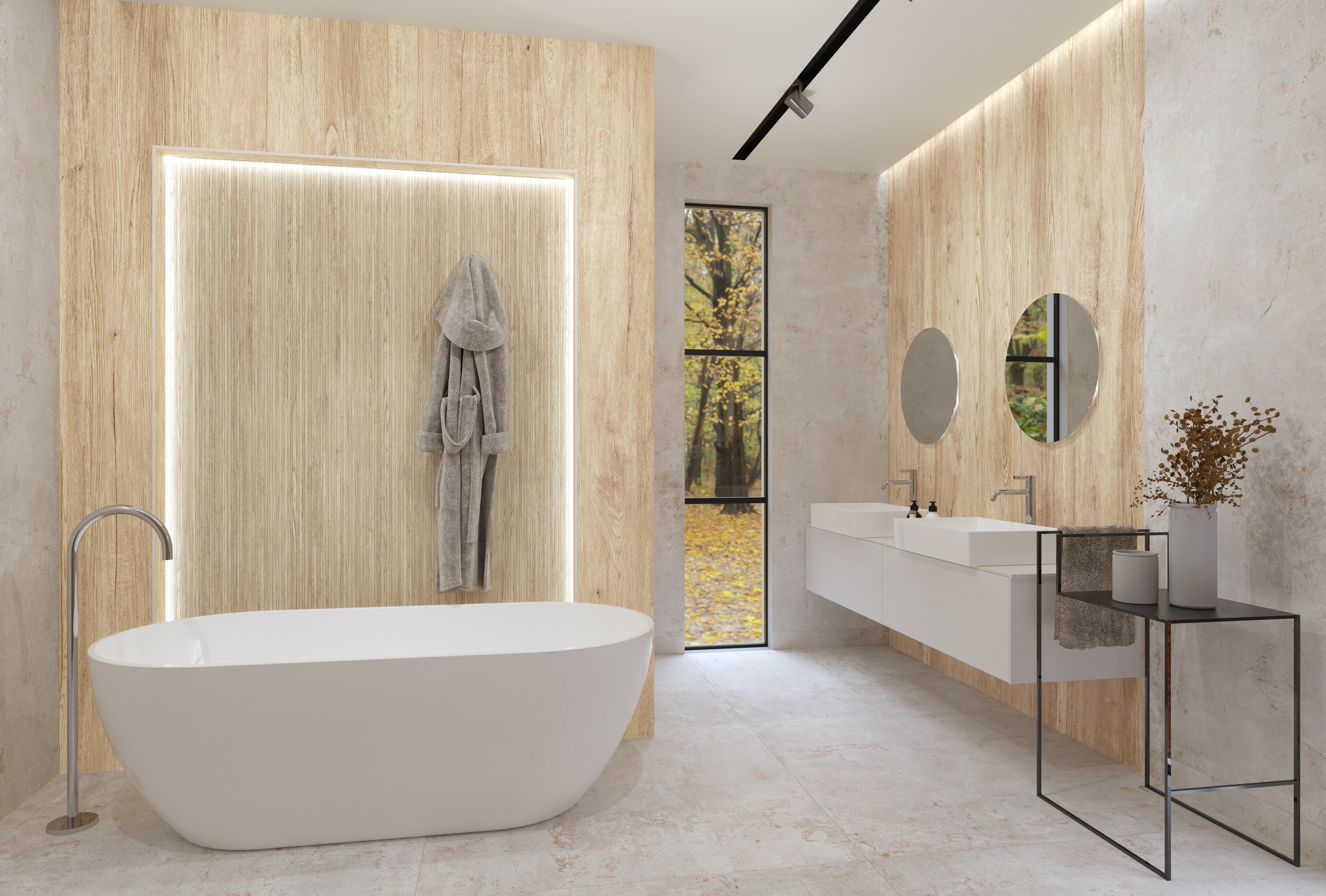 Suelo/Azulejo piscina porcelánico Liana efecto madera ciprés, iroko ...