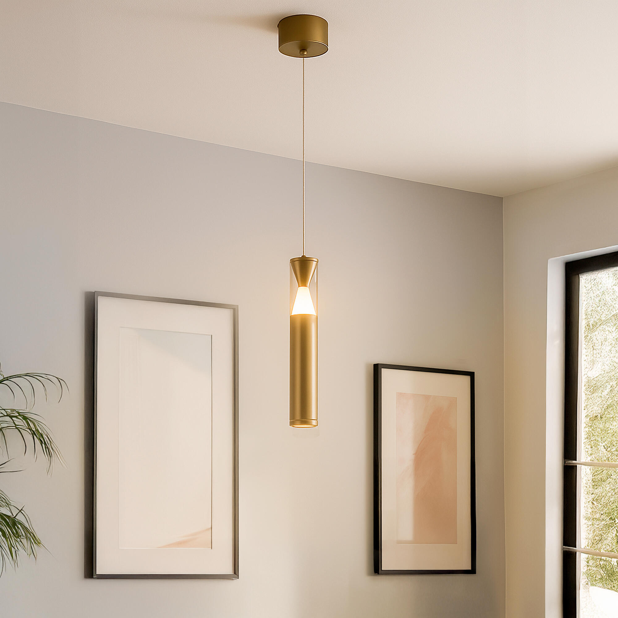 Lámpara de techo colgante acrílico dorado 1 luz LED Spark | Leroy Merlin