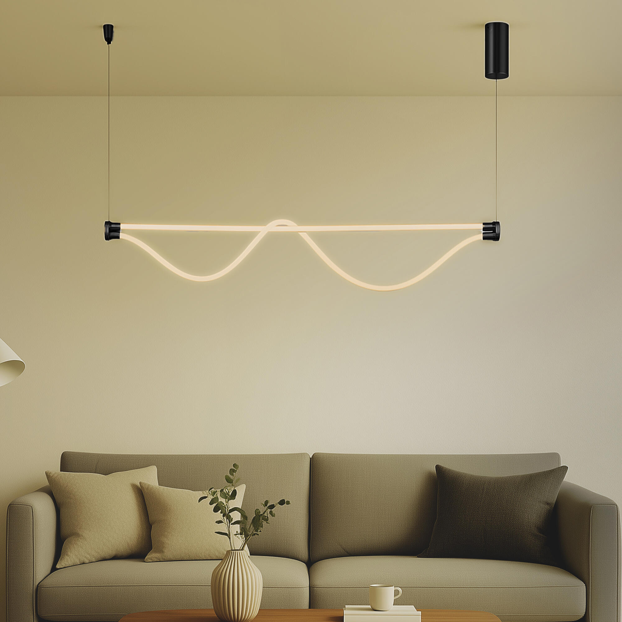 Lámpara de techo colgante acrílico negro Fugaz 1 luz LED altura ...