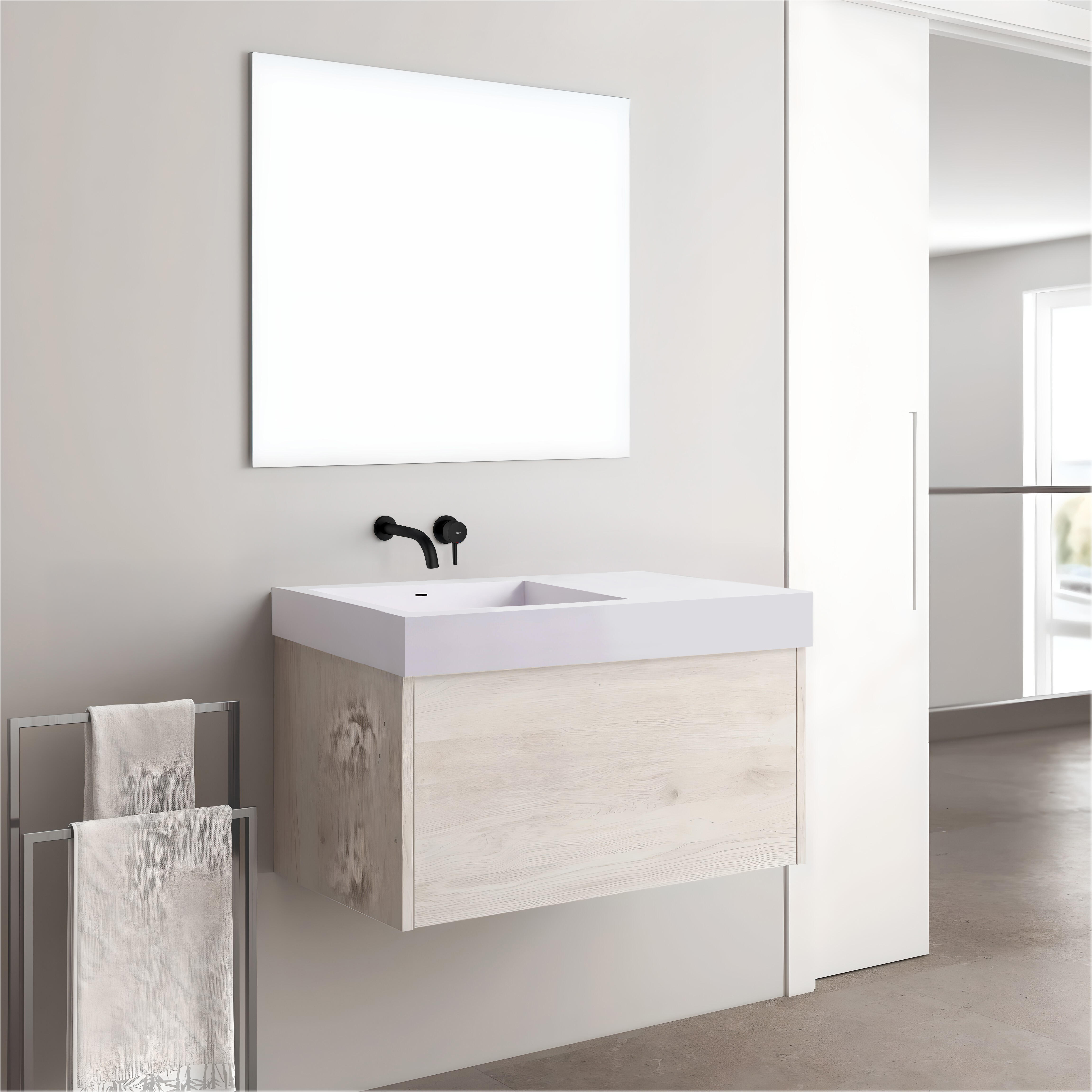 Mueble de baño Moon con lavabo Solid Surface blanco 80x45 cm | Leroy Merlin