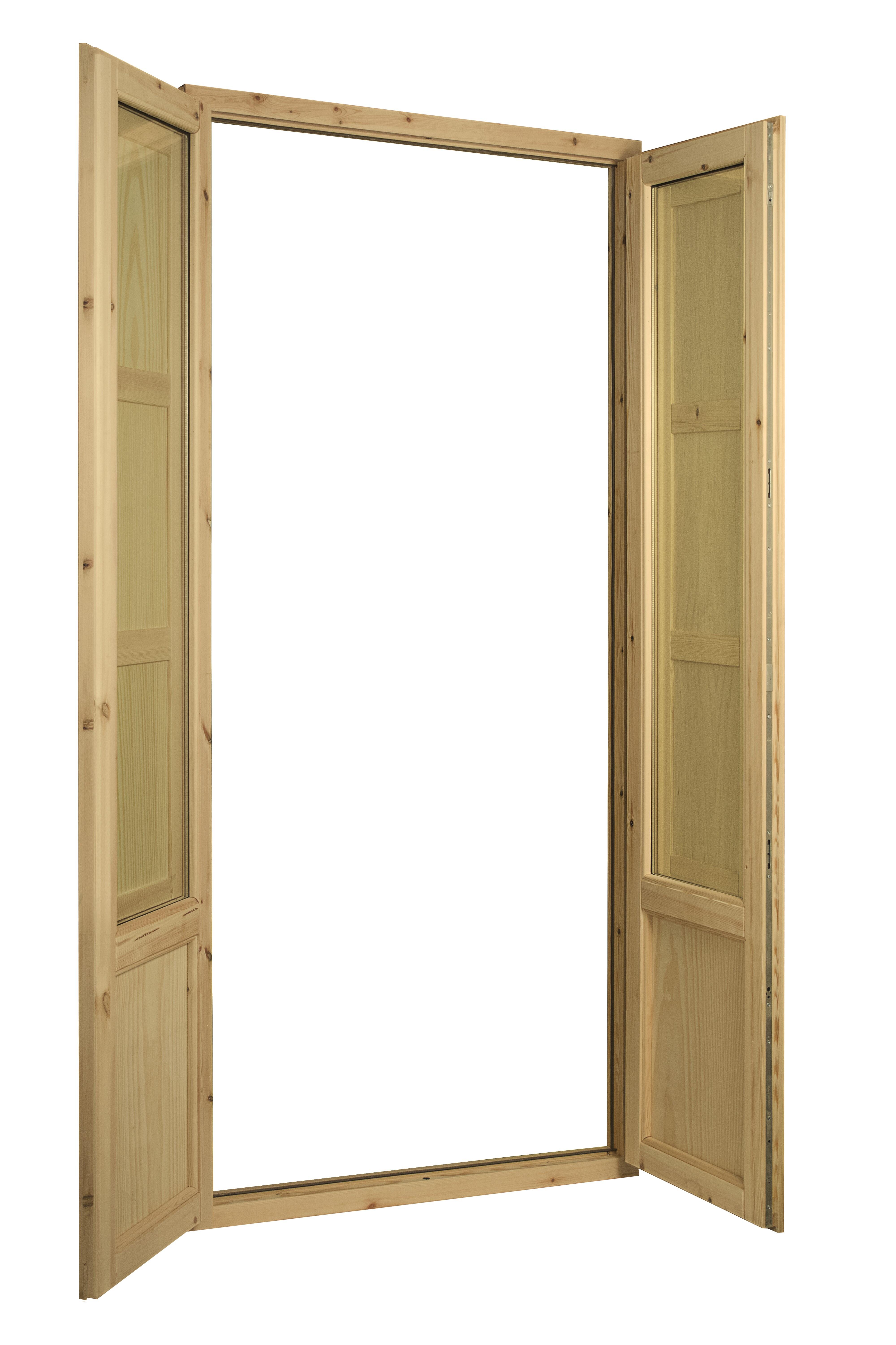 Balconera de madera practicable de 100x210 cm cristal doble climalit ...