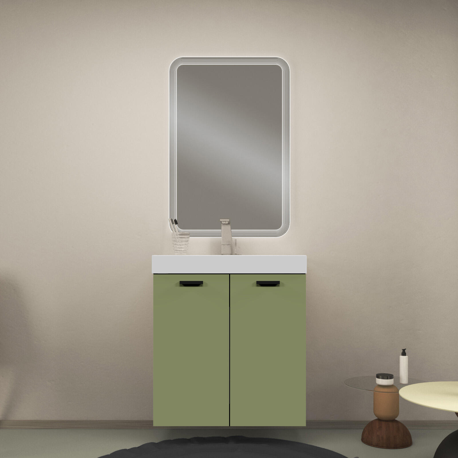 Mobile da bagno a terra sotto lavabo L 60 x H 76 x P 50 cm verde opaco ...