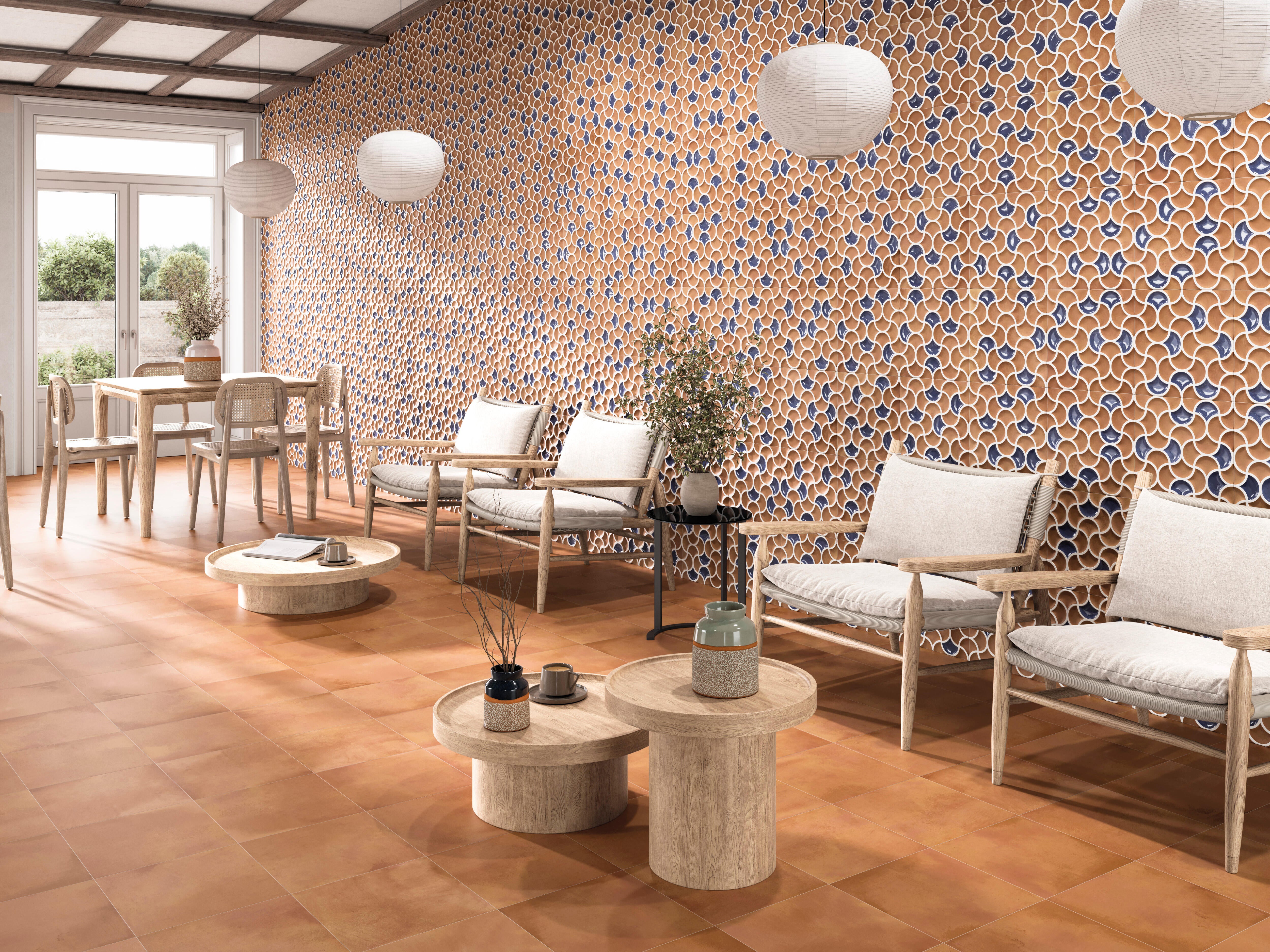 Azulejo piscina porcelánico Bari efecto relieve cotto cobalt 33x33 cm ...