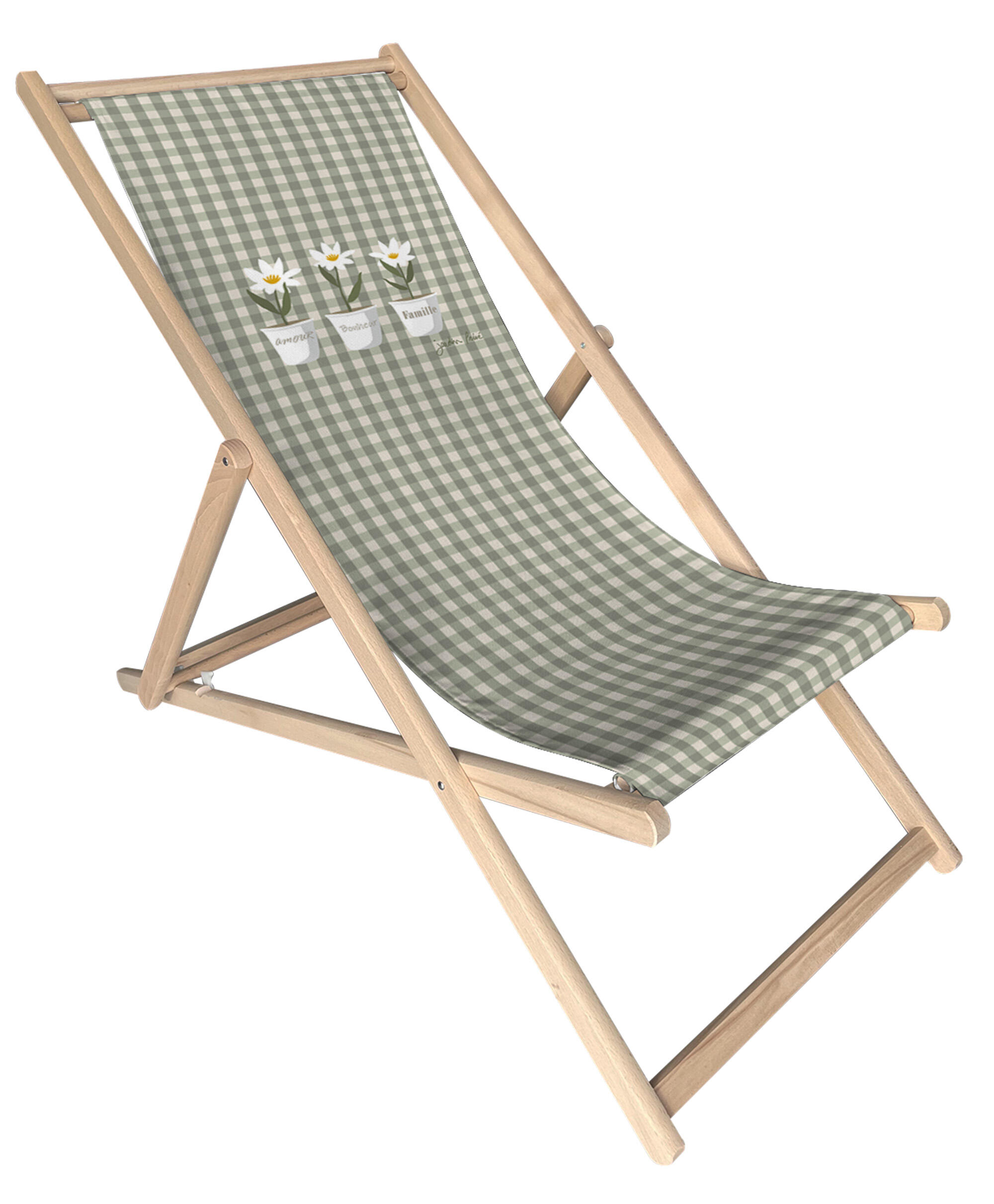 Chilienne de jardin amovible JARDIN PRIVE Vichy en bois hêtre vert ...