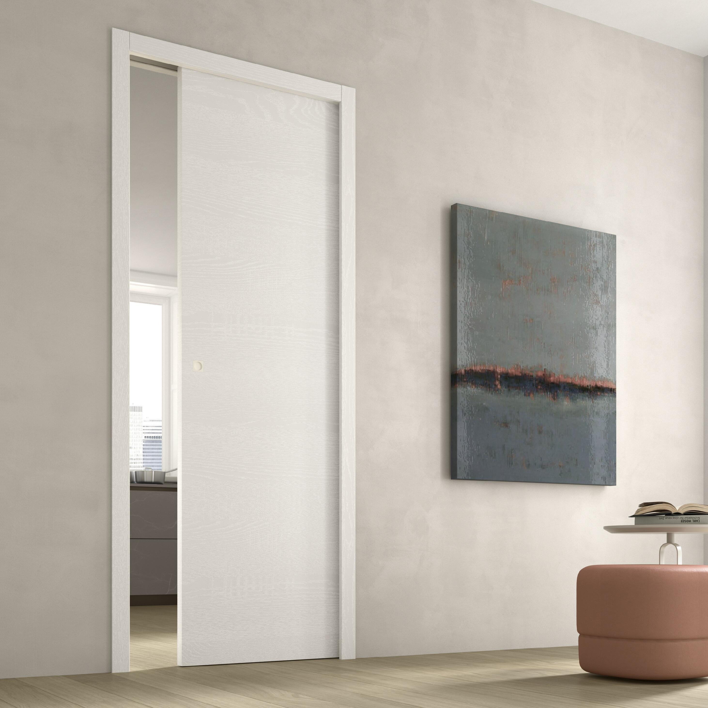 Porta interna scorrevole Fleck in MDF colore bianco venato, L 80 x H ...