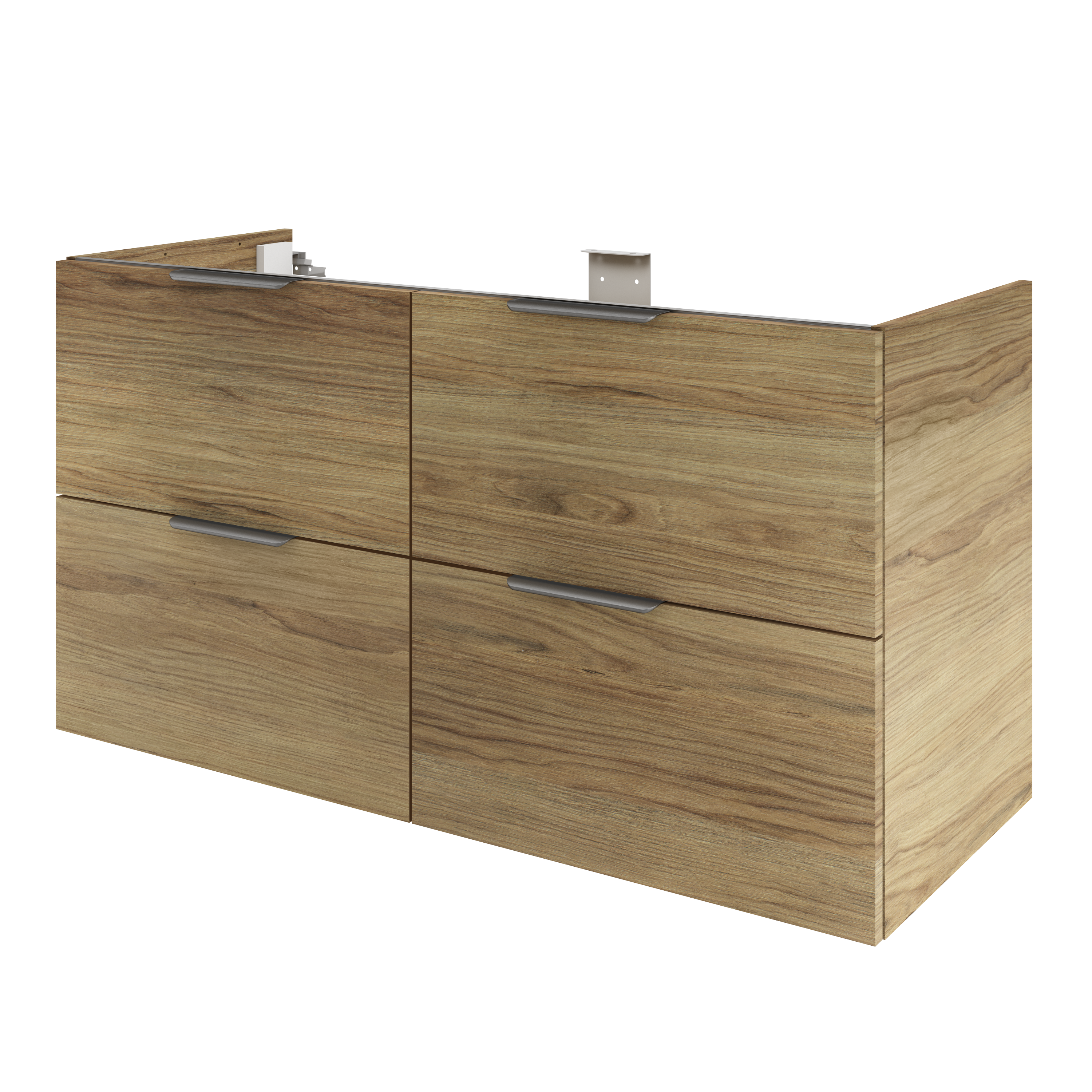 Meuble de salle de bains l.120 x H.64 x P.48 cm, effet chêne miel, Neo ...