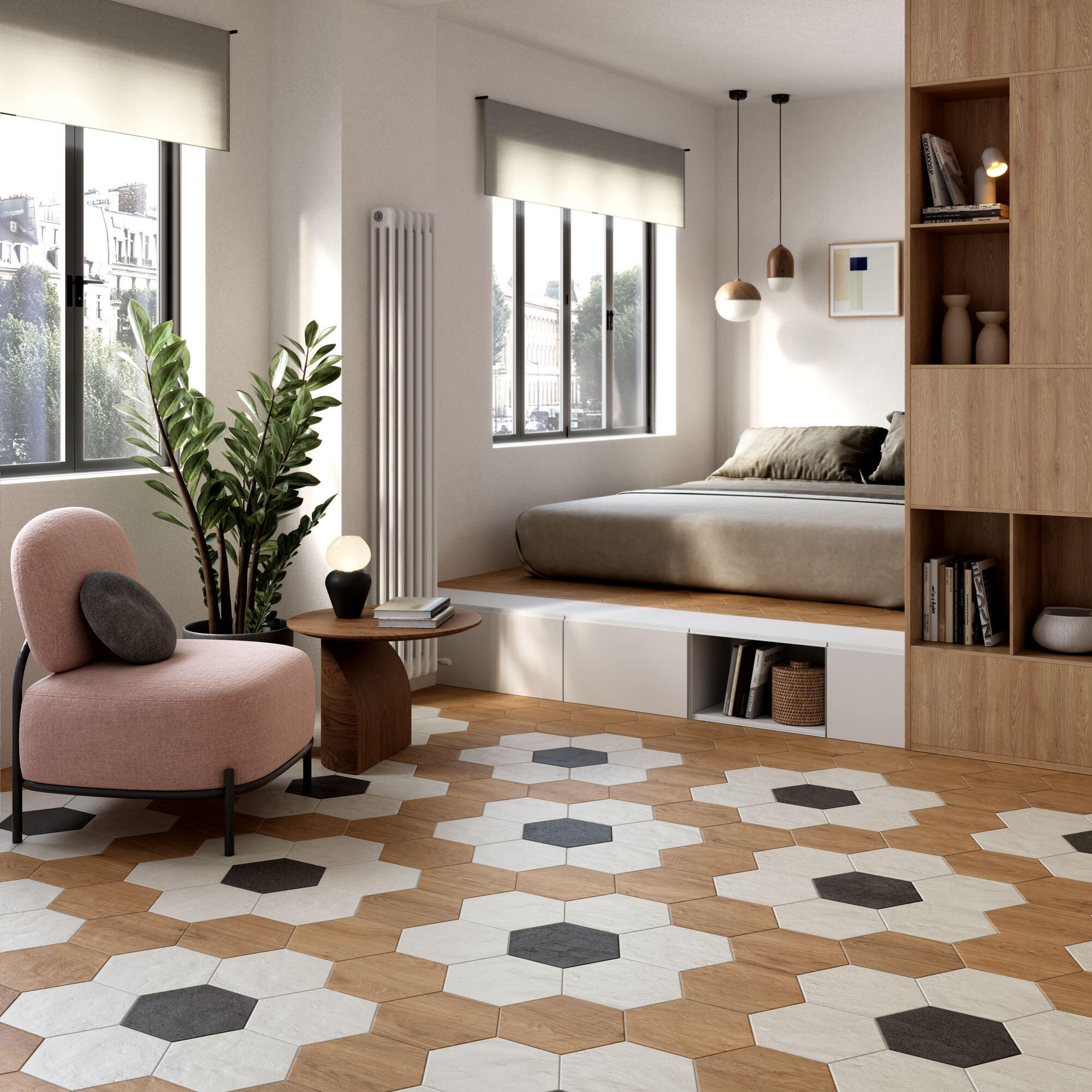 Carrelage sol intérieur effet béton antracite Matieres l.21.6 x L.25 cm ...