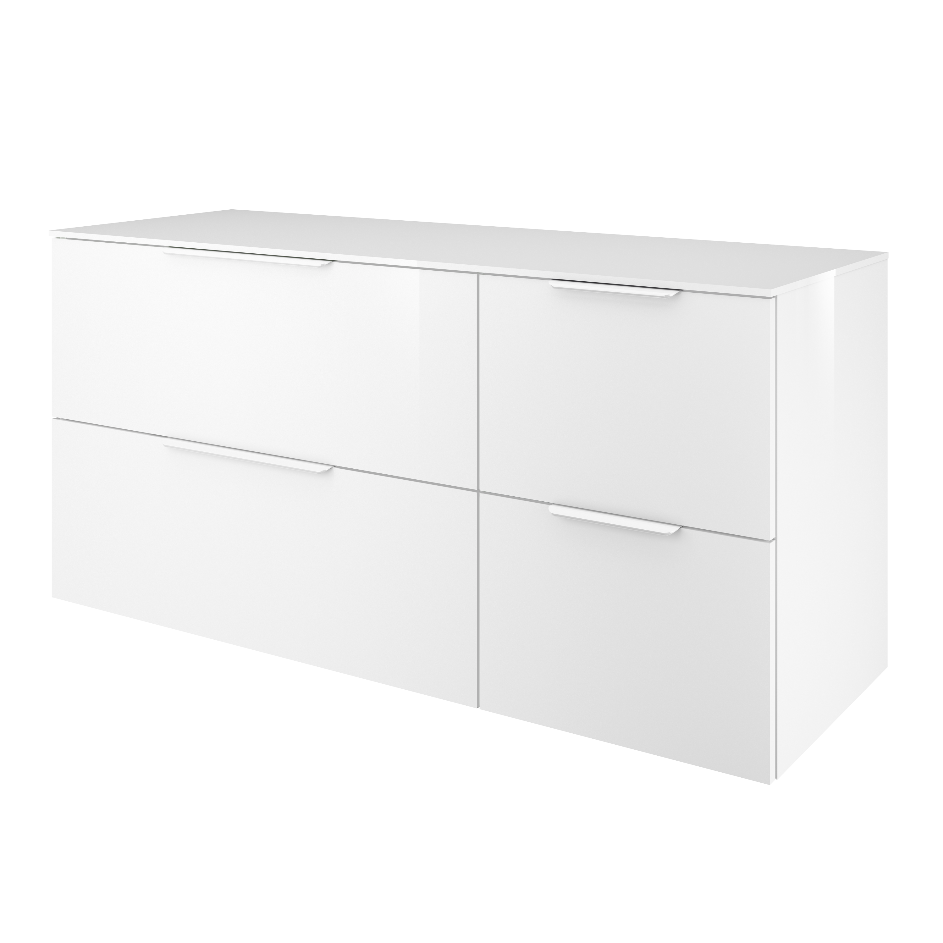 Meuble sous-vasque double vasque 4t l.135 x H.65 x P.48 cm blanc Neo line | Leroy Merlin