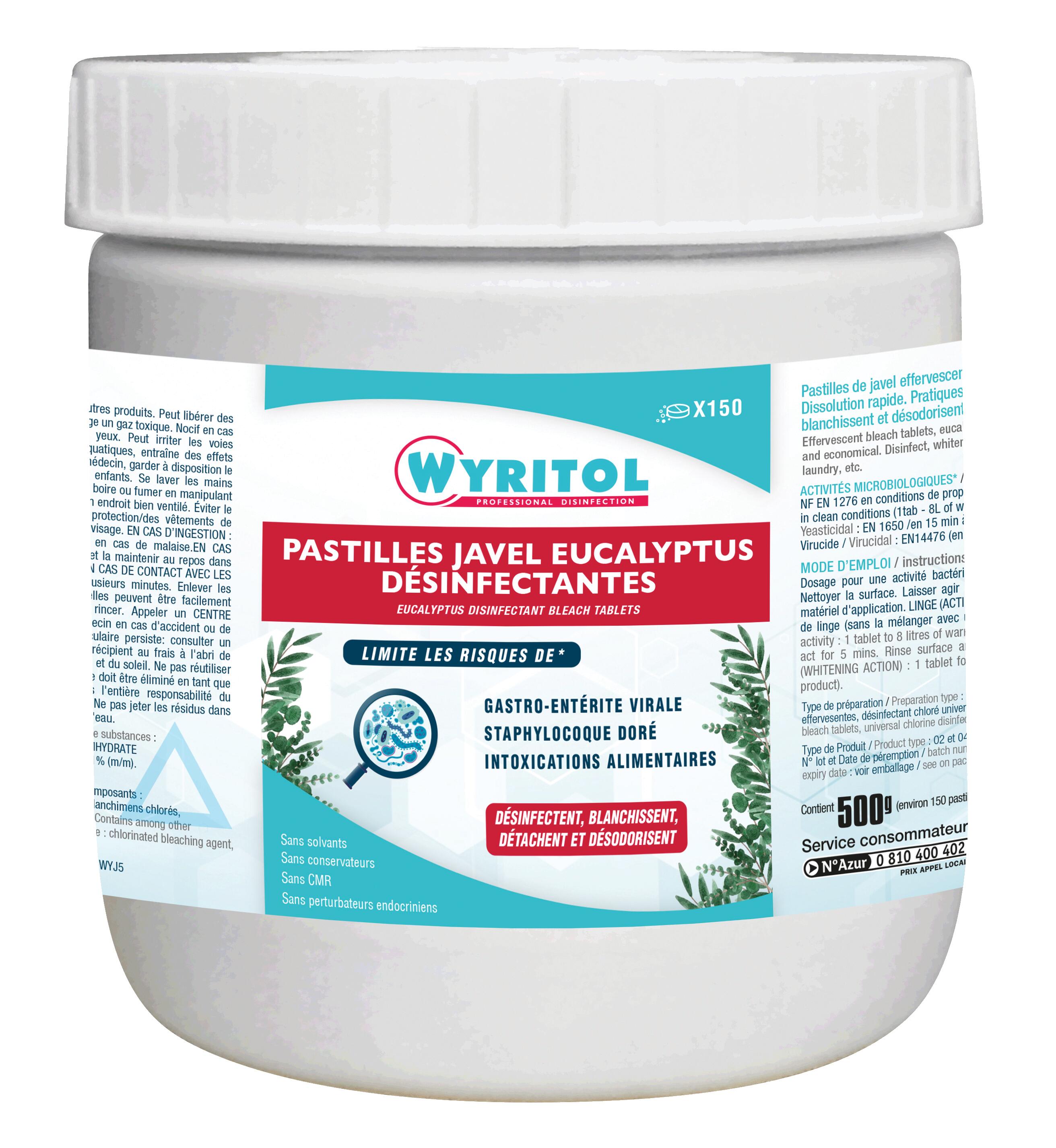 Désinfectant WYRITOL 150 pastilles de javel parfum eucalyptus | Leroy ...