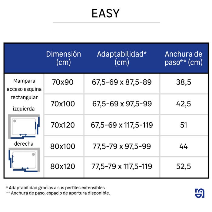 Mampara de ducha corredera serigrafiada Easy perfil negro (67.5-69)x(97 ...
