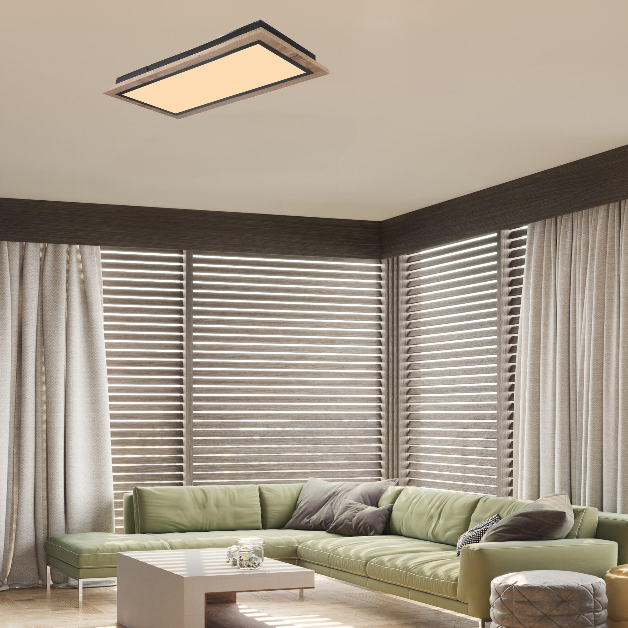 Plafón LED rectangular marrón/negro 4400 lm color luz regulable 30 cm ...