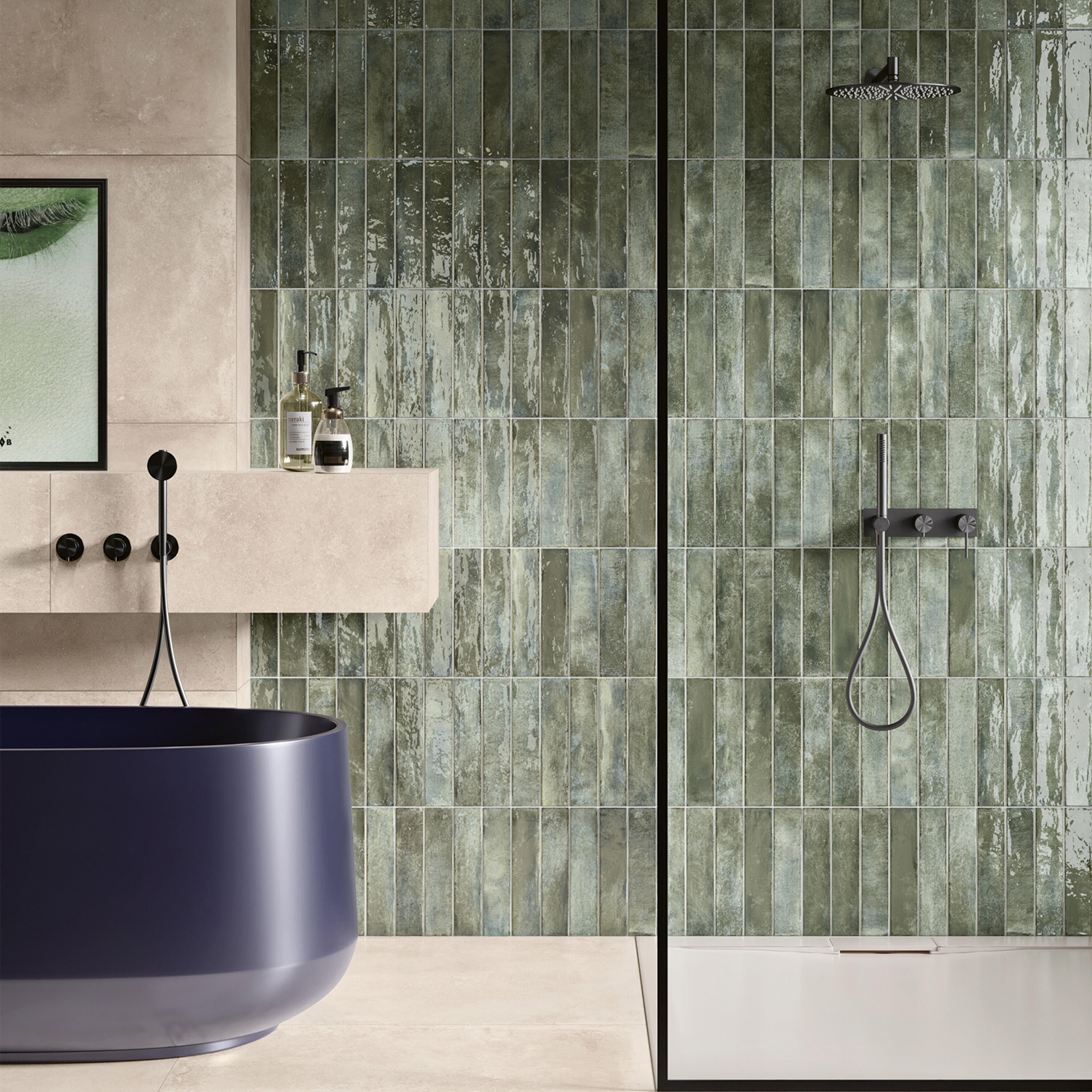 Azulejo piscina porcelánico Kech efecto zellige blend 30x60 cm | Leroy ...