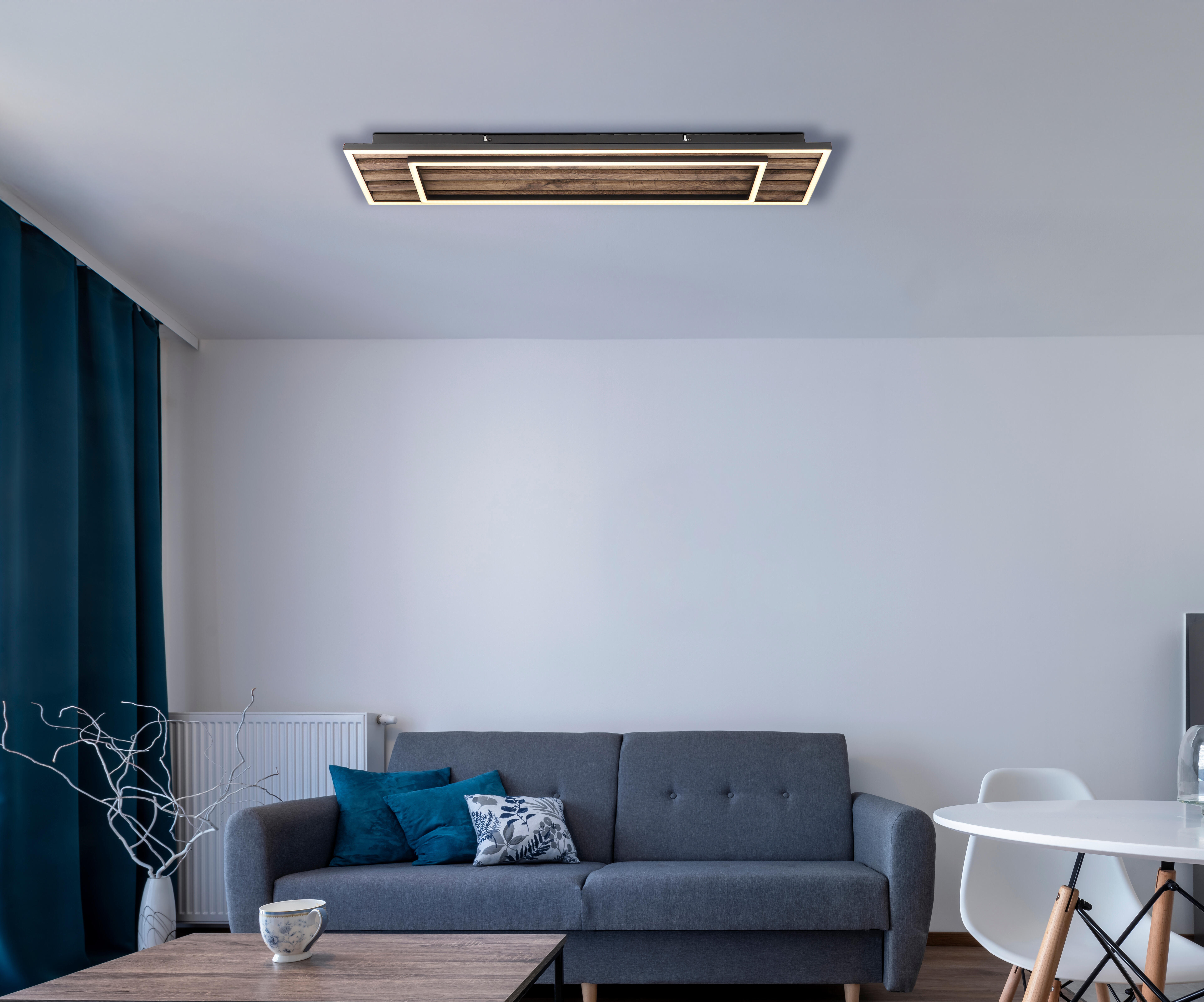 Plafón LED rectangular negro 1750 lm amarillo cálido 20 cm | Leroy Merlin