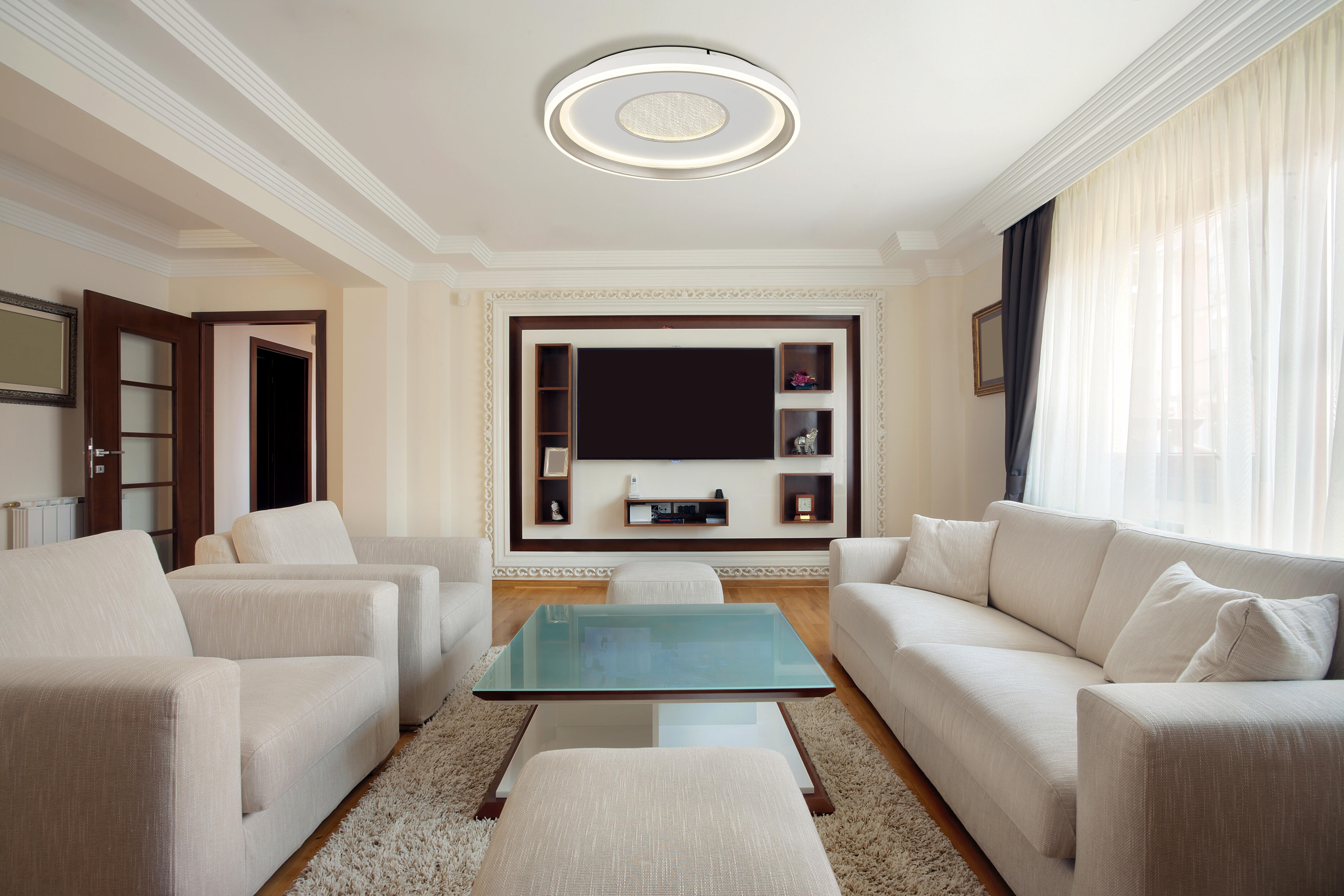 Plafón LED redondo blanco 2640 lm color luz regulable 48 cm | Leroy Merlin