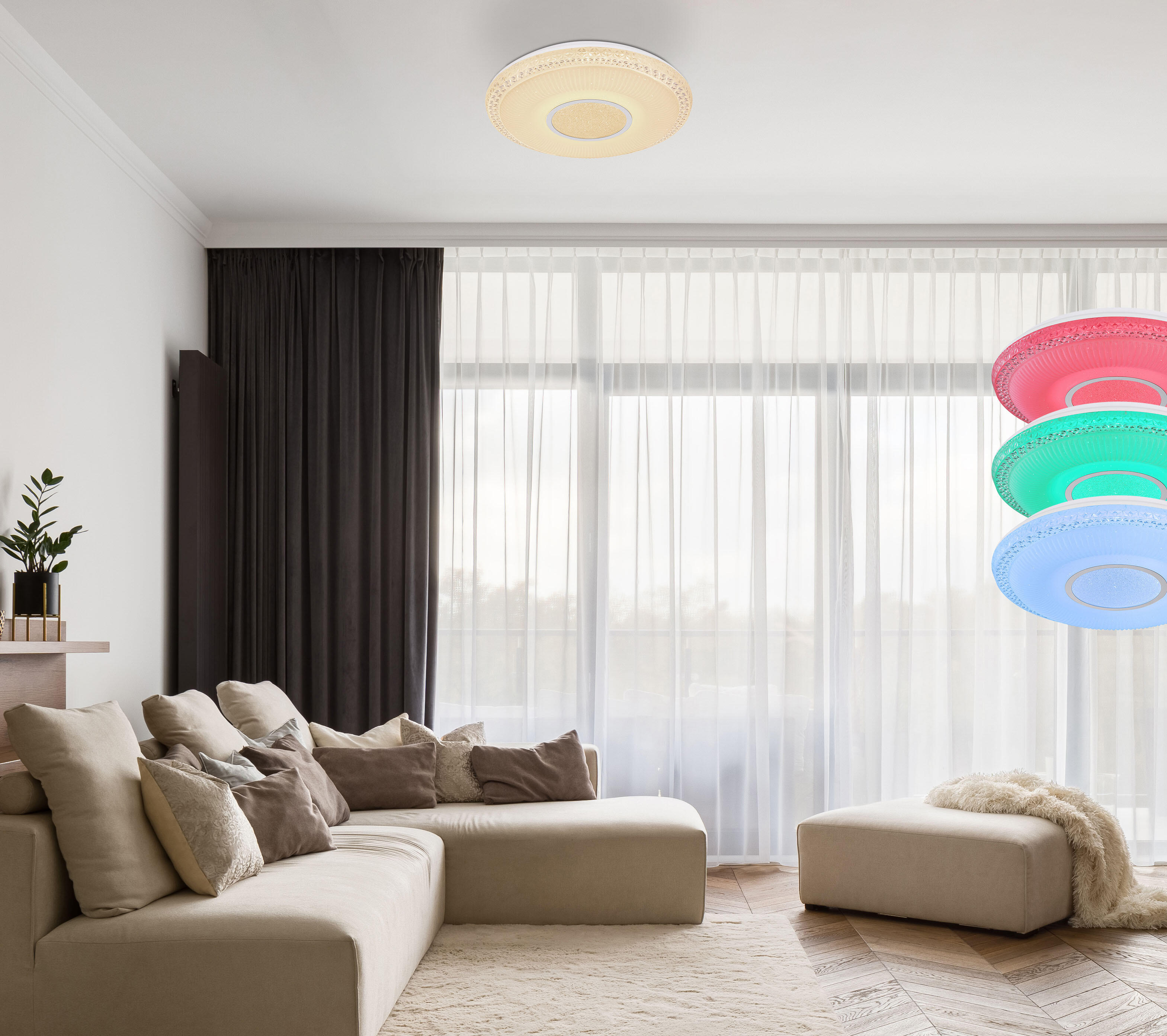 Plafón LED redondo blanco pantalla acrílica 2140 lm blanco de cálida a ...