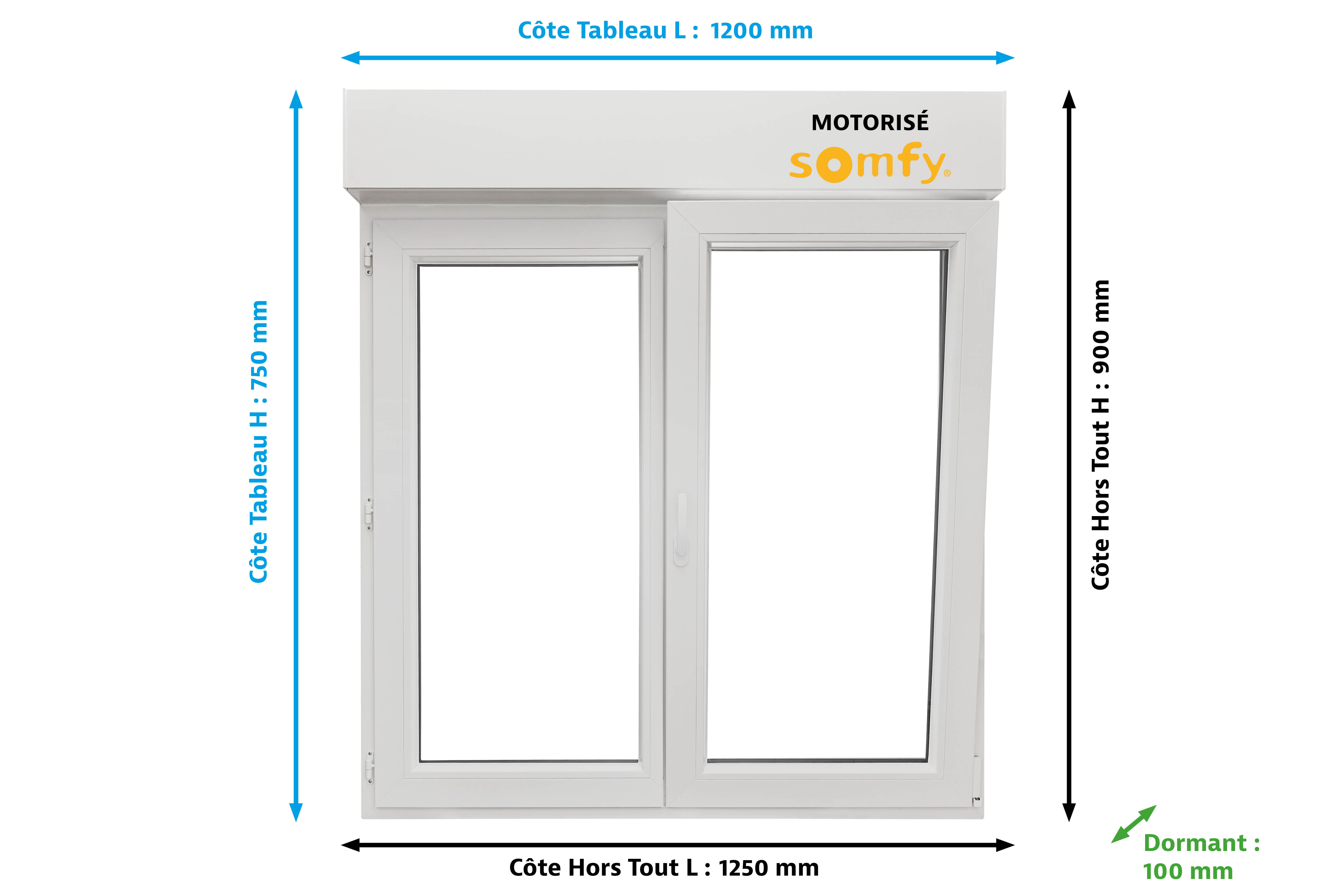 Fenêtre osc-battant/volet roul PVC Essentiel H75xl120cm 2 vt gris ext ...
