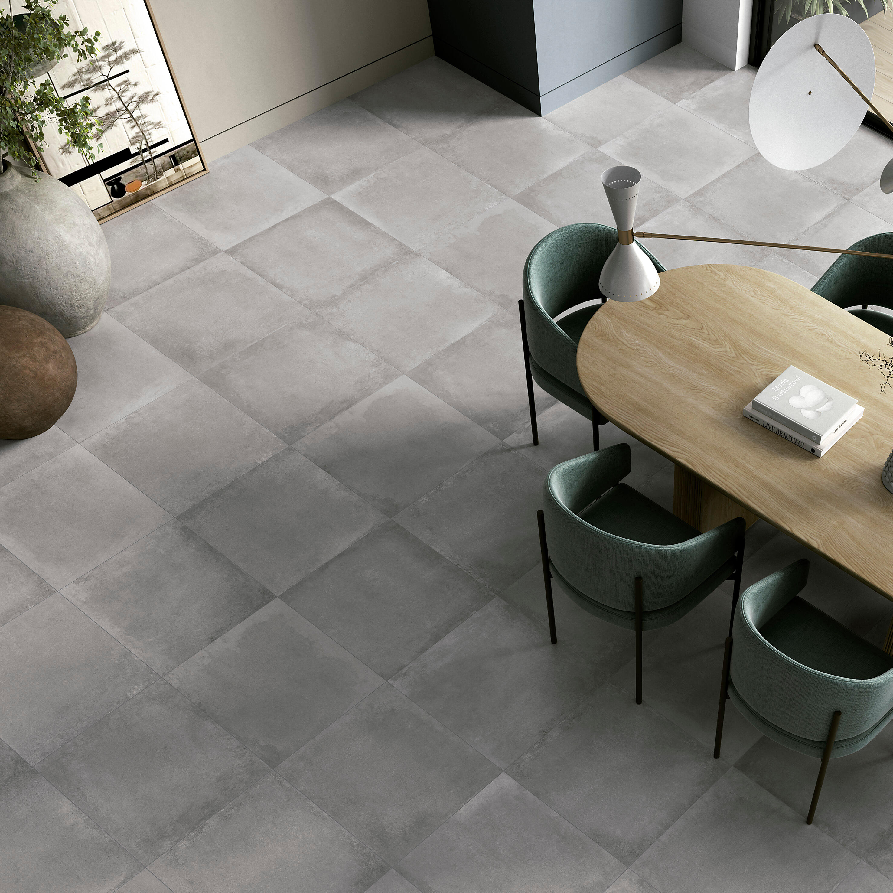 Carrelage sol intérieur effet béton anthracite Redhill l.60 x L.60 cm ...