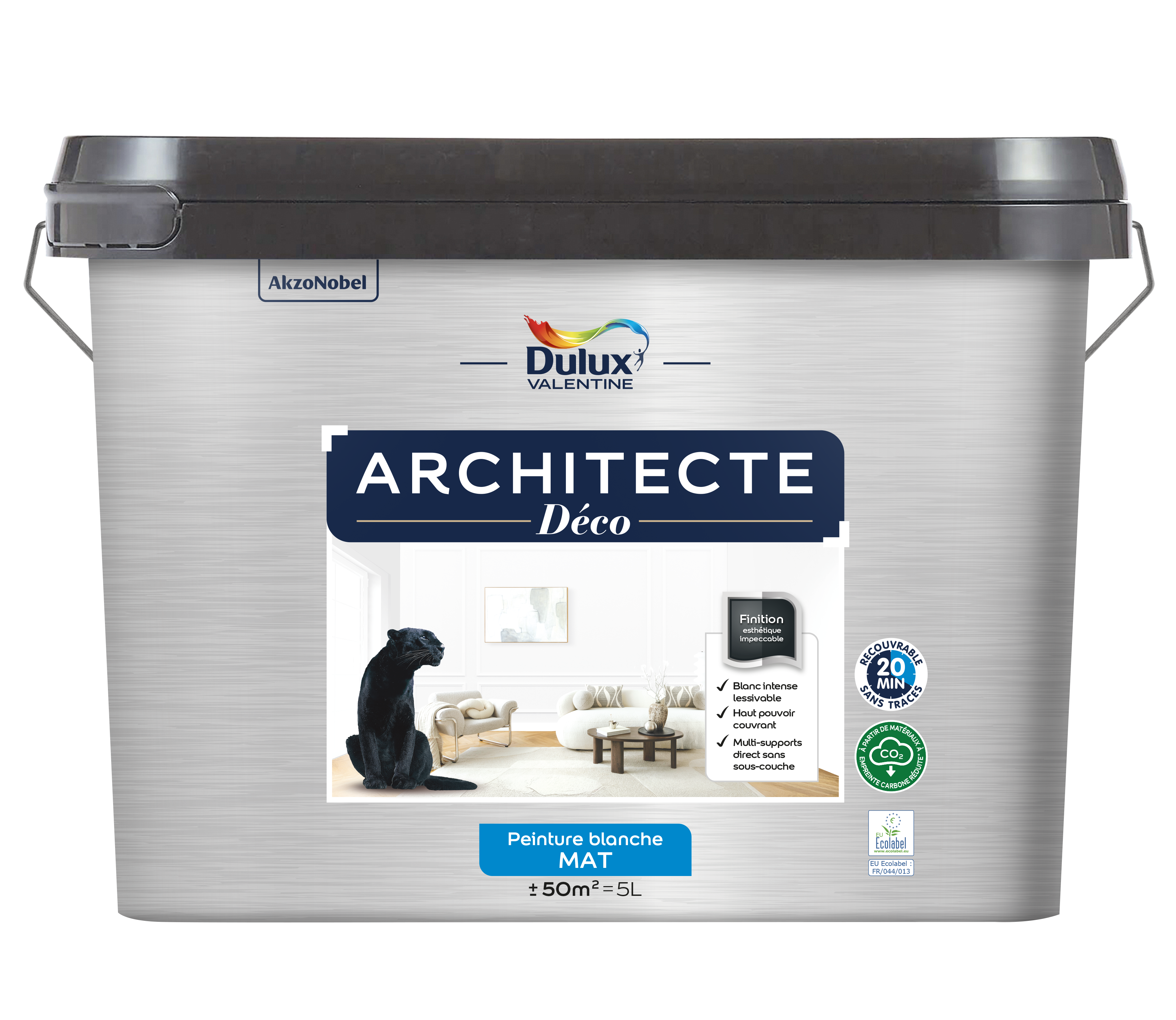 Peinture mur, plafond, blanc mat DULUX VALENTINE Architecte déco 5L ...