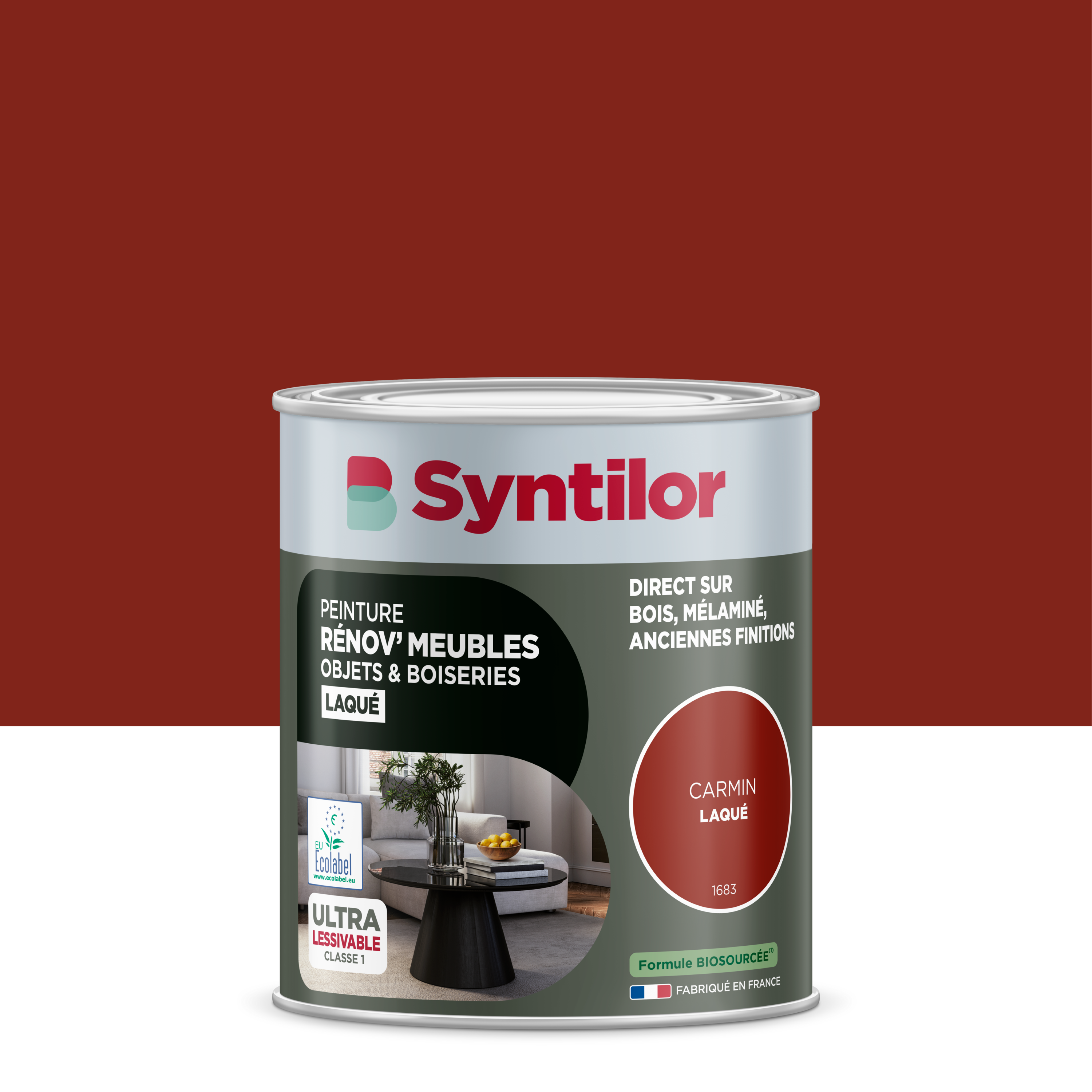 Peinture meuble et objet Rénov SYNTILOR carmin laqué brillant 250ml ...